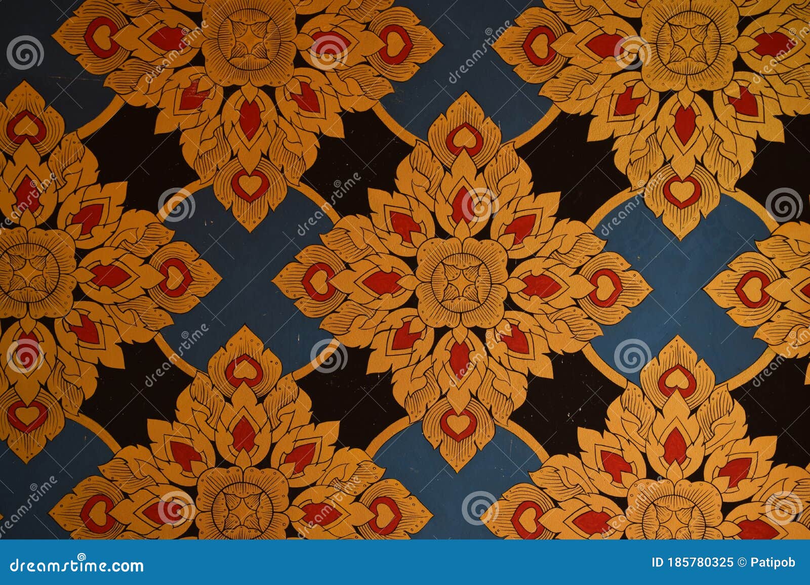 Religious Place Decoration with Kanok Pattern in Thai Temple Stock ...