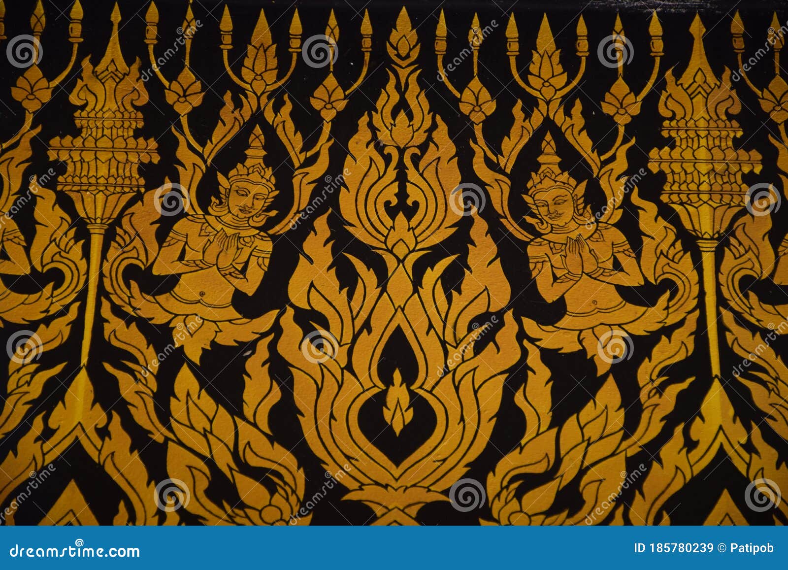 Religious Place Decoration with Kanok Pattern in Thai Temple Stock ...