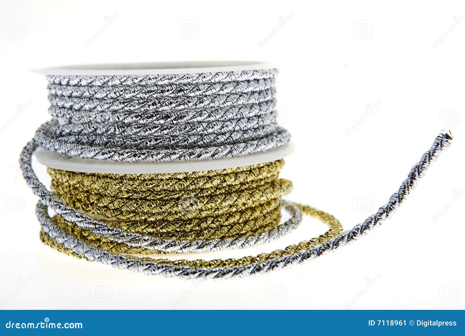 Decoration Ribbon Gold and Silver Stock Image - Image of present ...