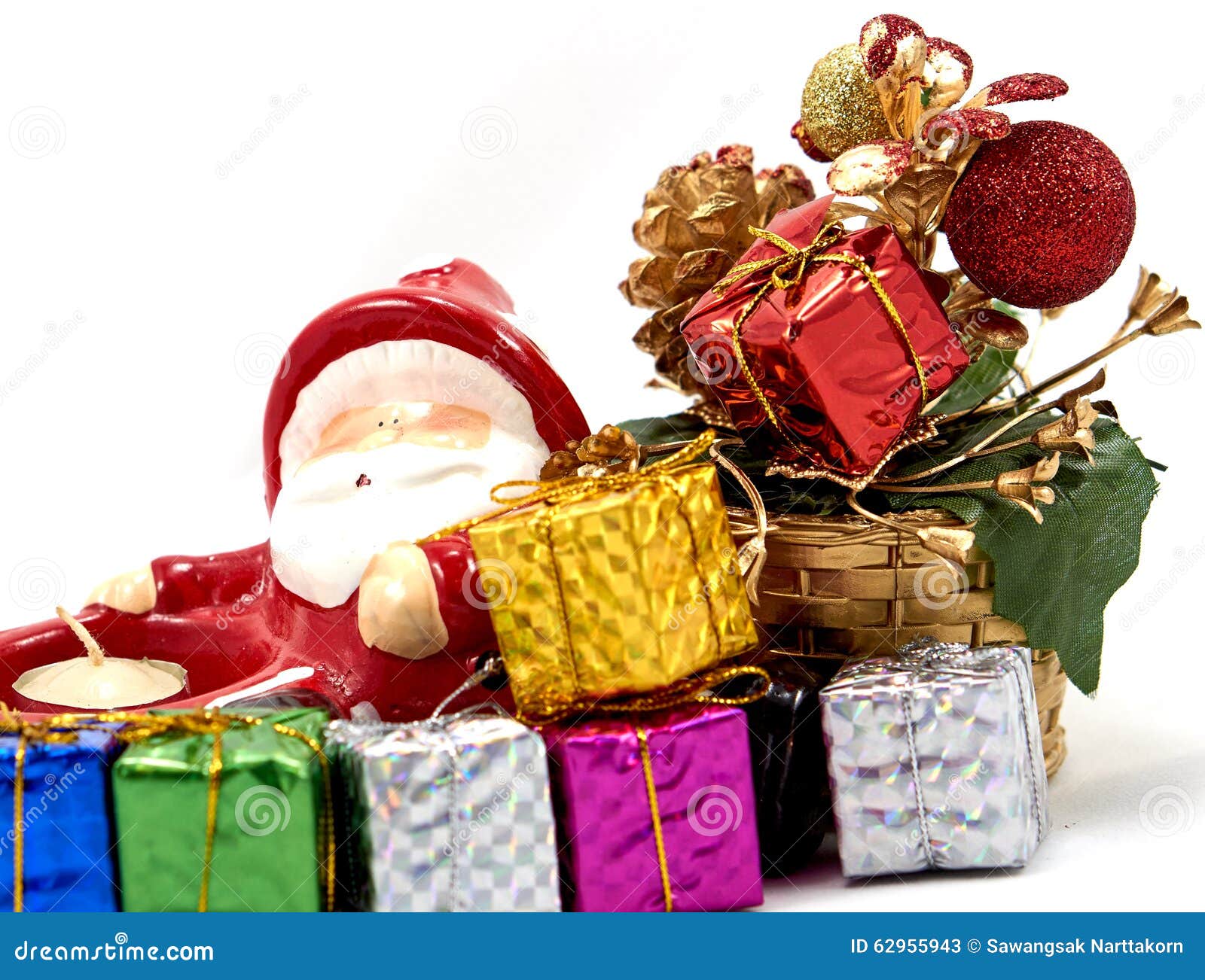 Decoration Santa Claus with Gift Box Stock Image - Image of present ...