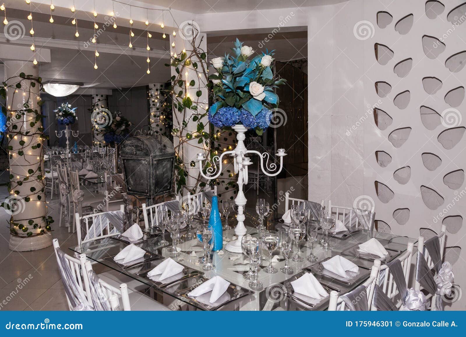 Decoration of Social Events; Room Decorated for the Wedding Reception ...