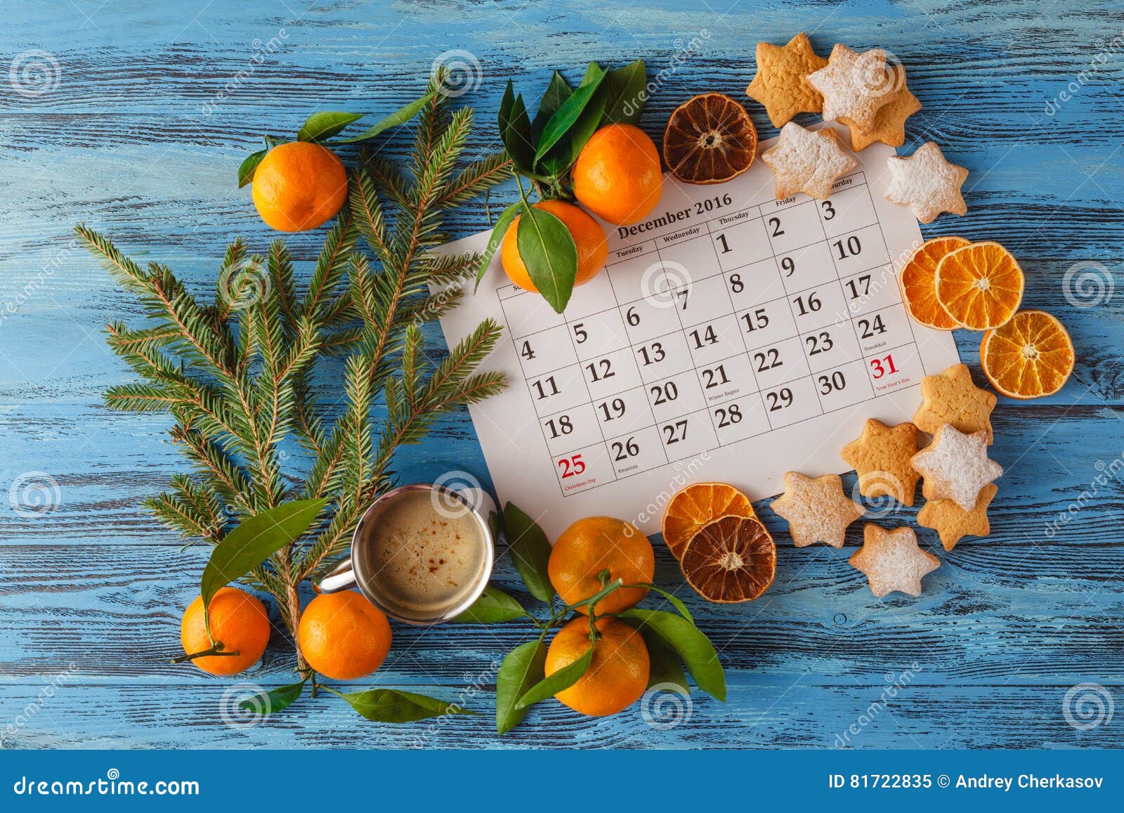 Decorations and Calendar with Christmas Day Marked Out Stock Image ...