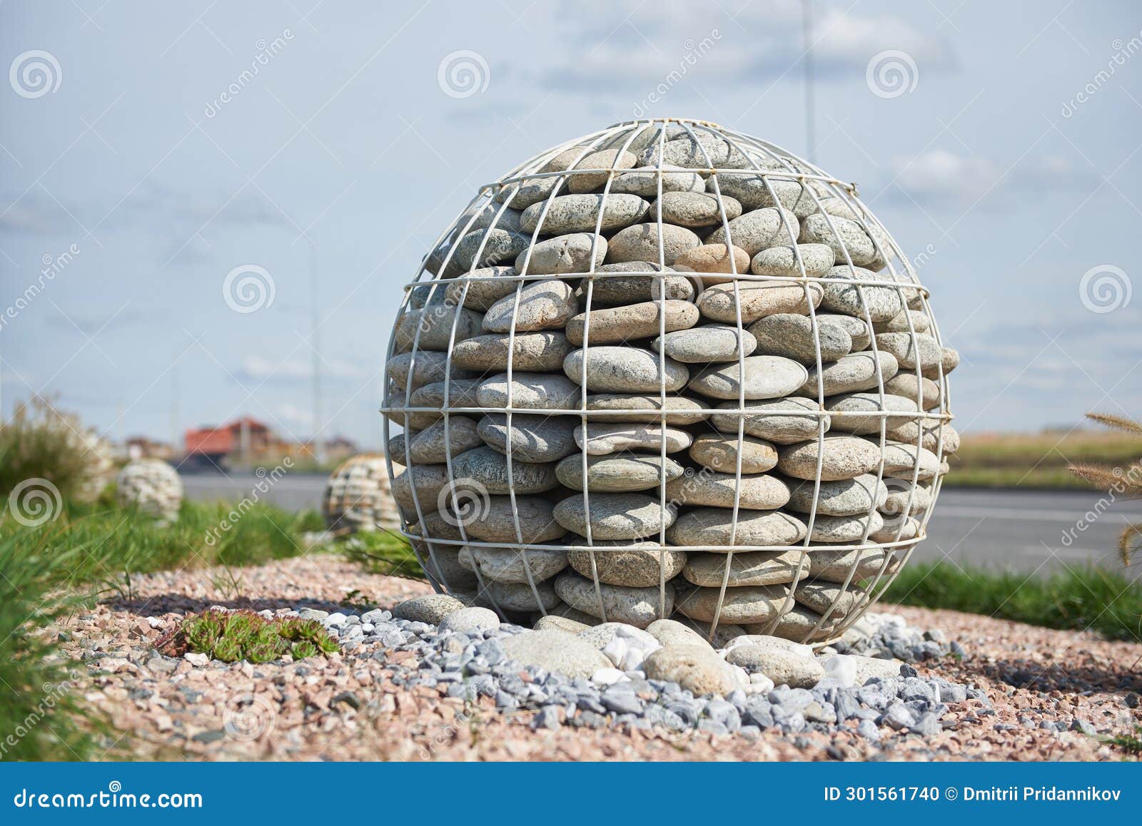 Decorations in the Garden in the Form of a Pebble Ball Stock Photo ...