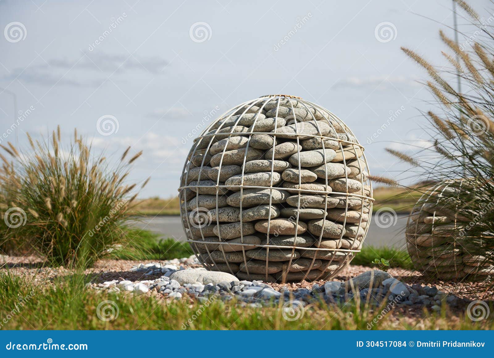 Decorations in the Garden in the Form of a Pebble Ball Stock Photo ...