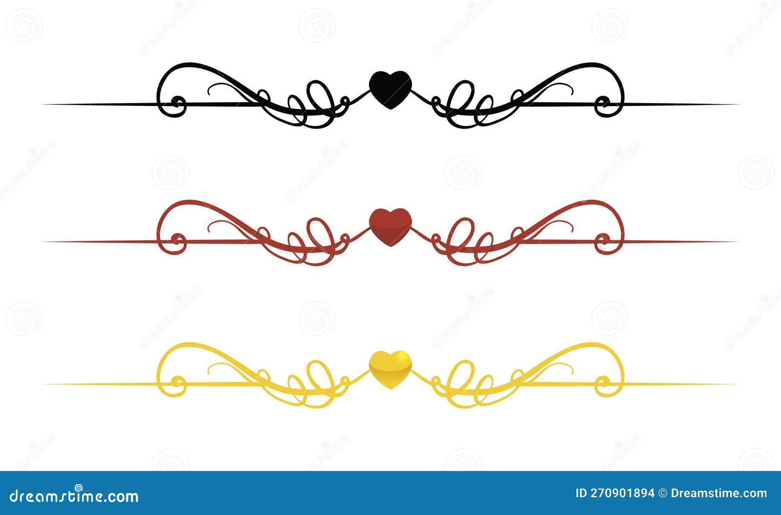 Decorations with Heart and Lines, One in Silhouette, Cartoon and ...
