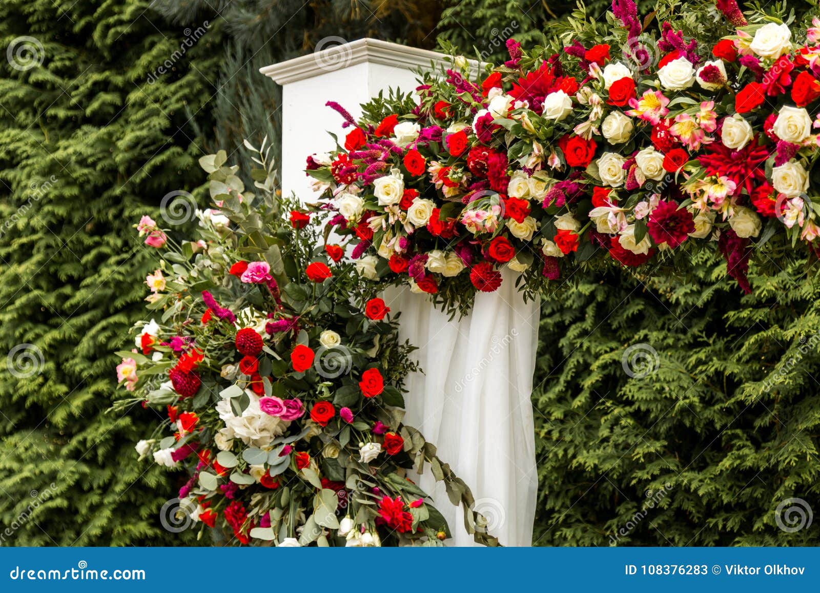 Decorations for the Wedding Ceremony of Red and White Roses. Stock ...
