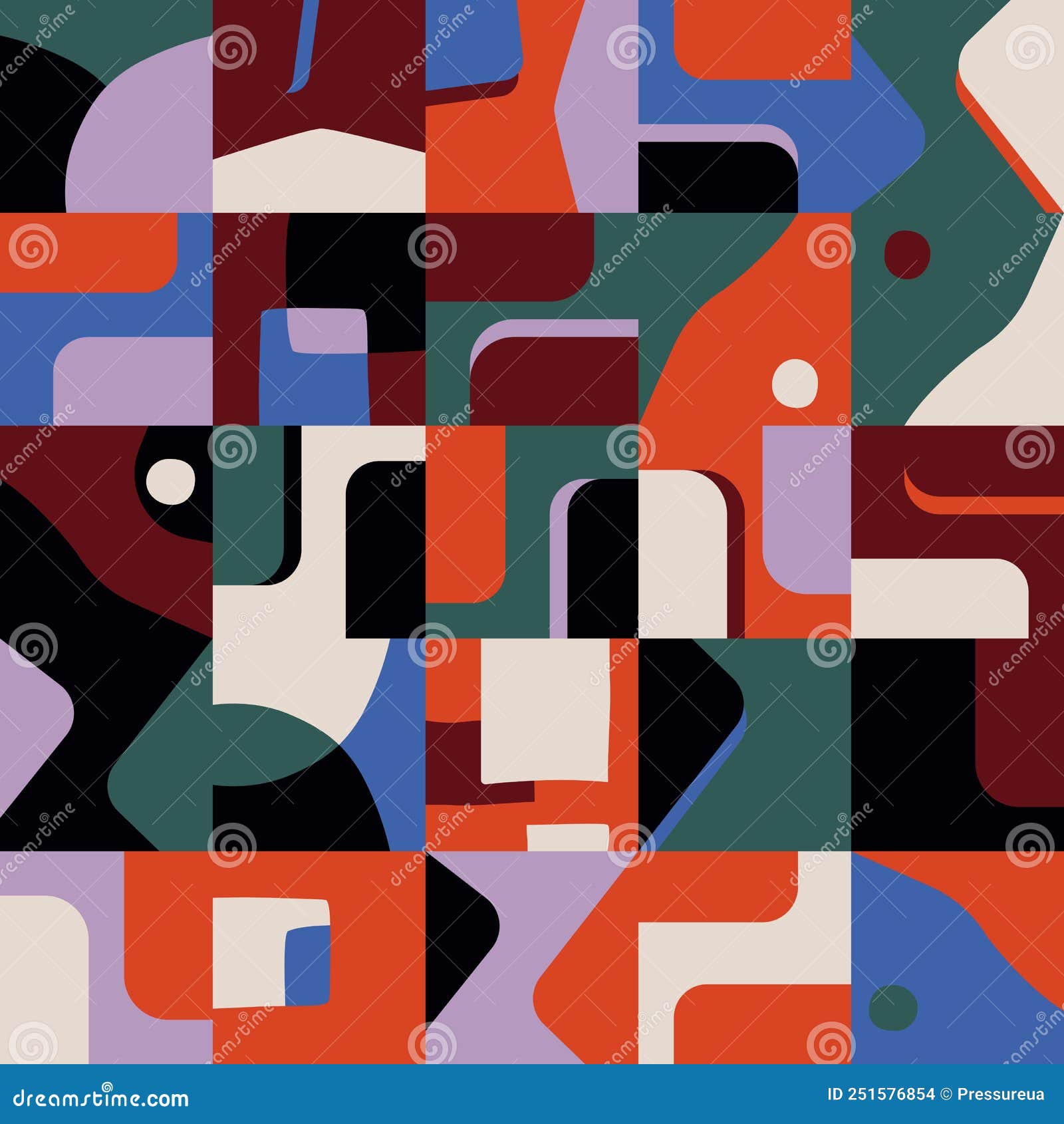 Decorative Abstract Artwork Inspired by Mid Century Graphics Design ...