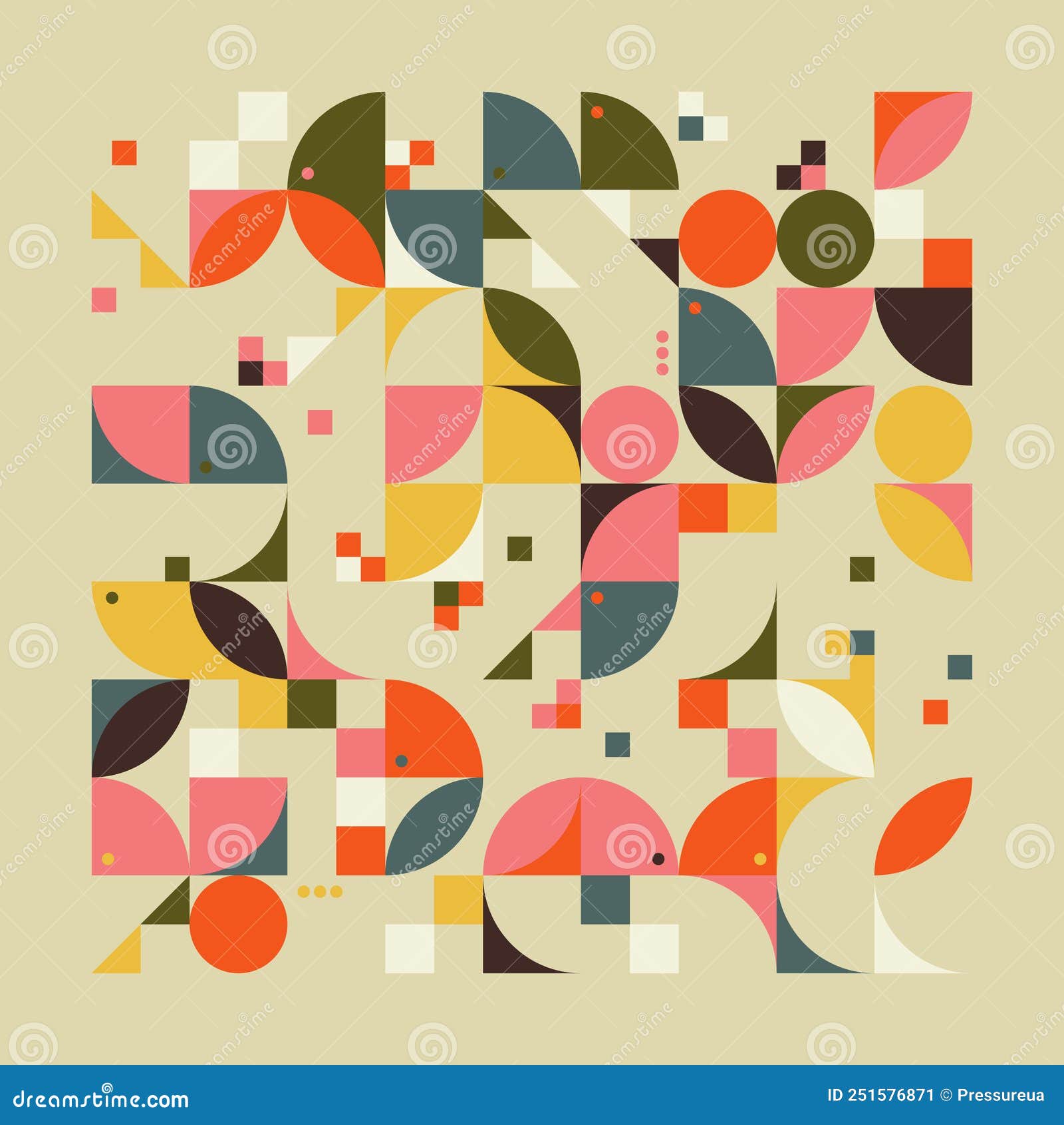 Decorative Abstract Artwork Inspired by Mid Century Graphics Design ...