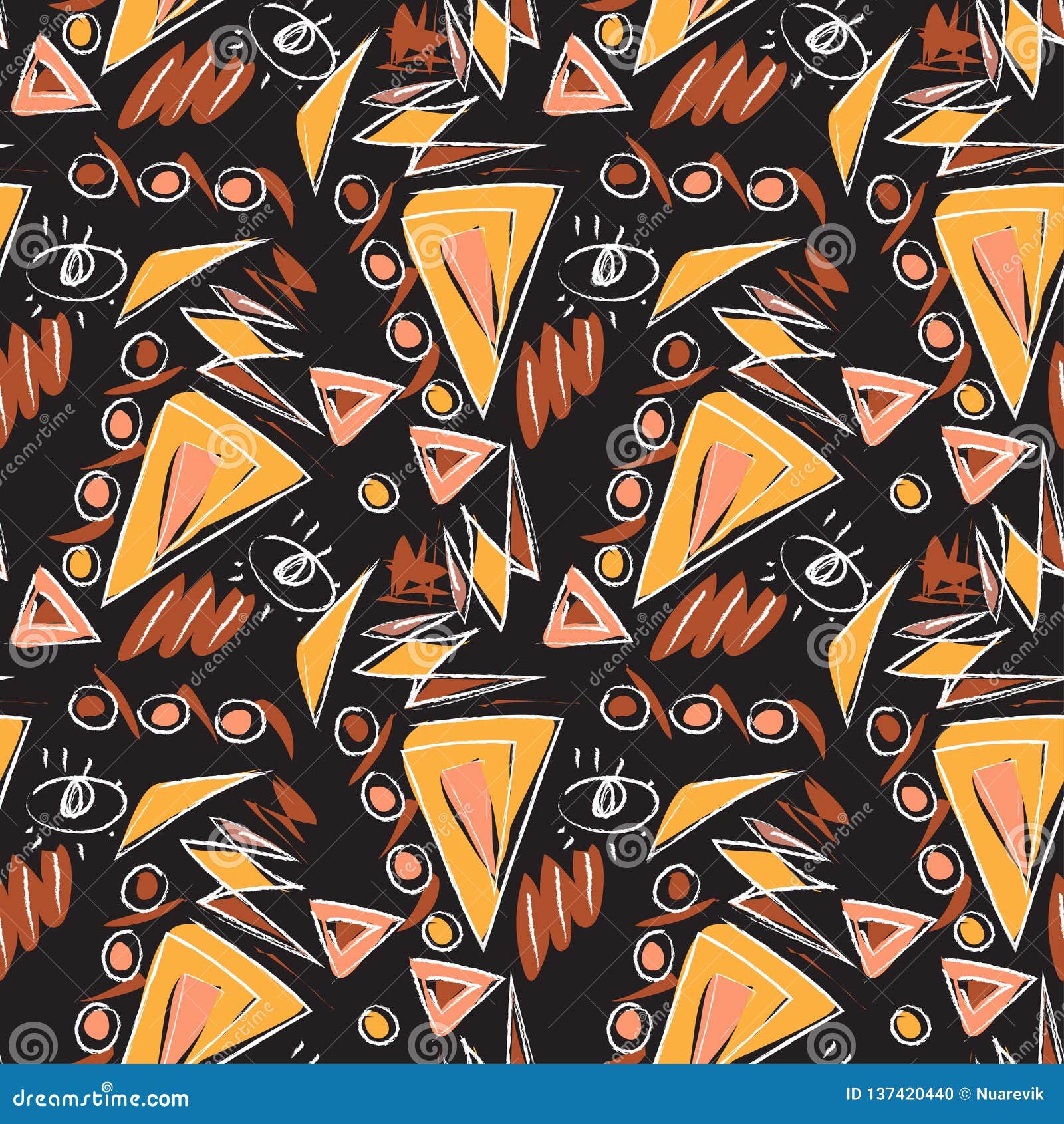 Decorative Abstract Charcoal Doodles Isolated Seamless Pattern Stock ...