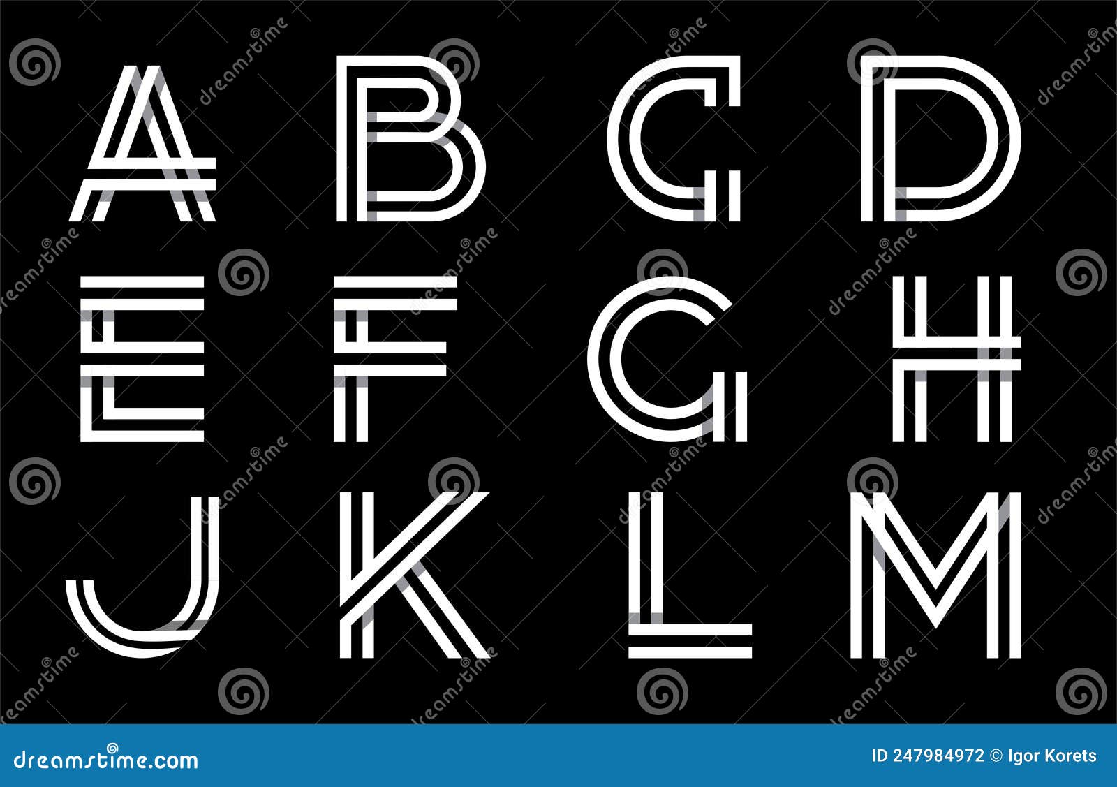 Decorative Alphabet, Font with Capital Letters. Modern Set for ...