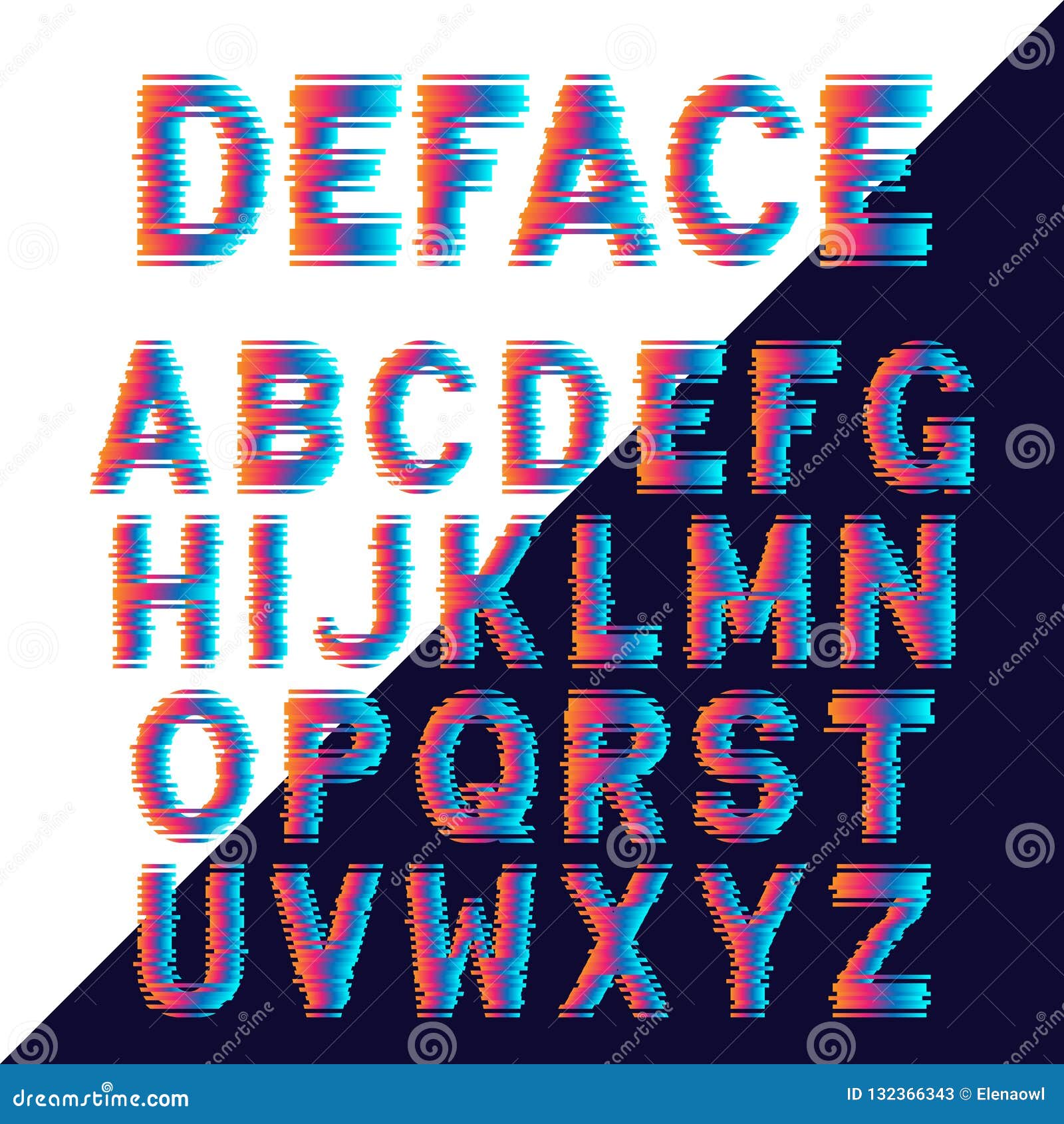 Decorative Alphabet Letters with Electronic Glitch Effect Stock Vector ...