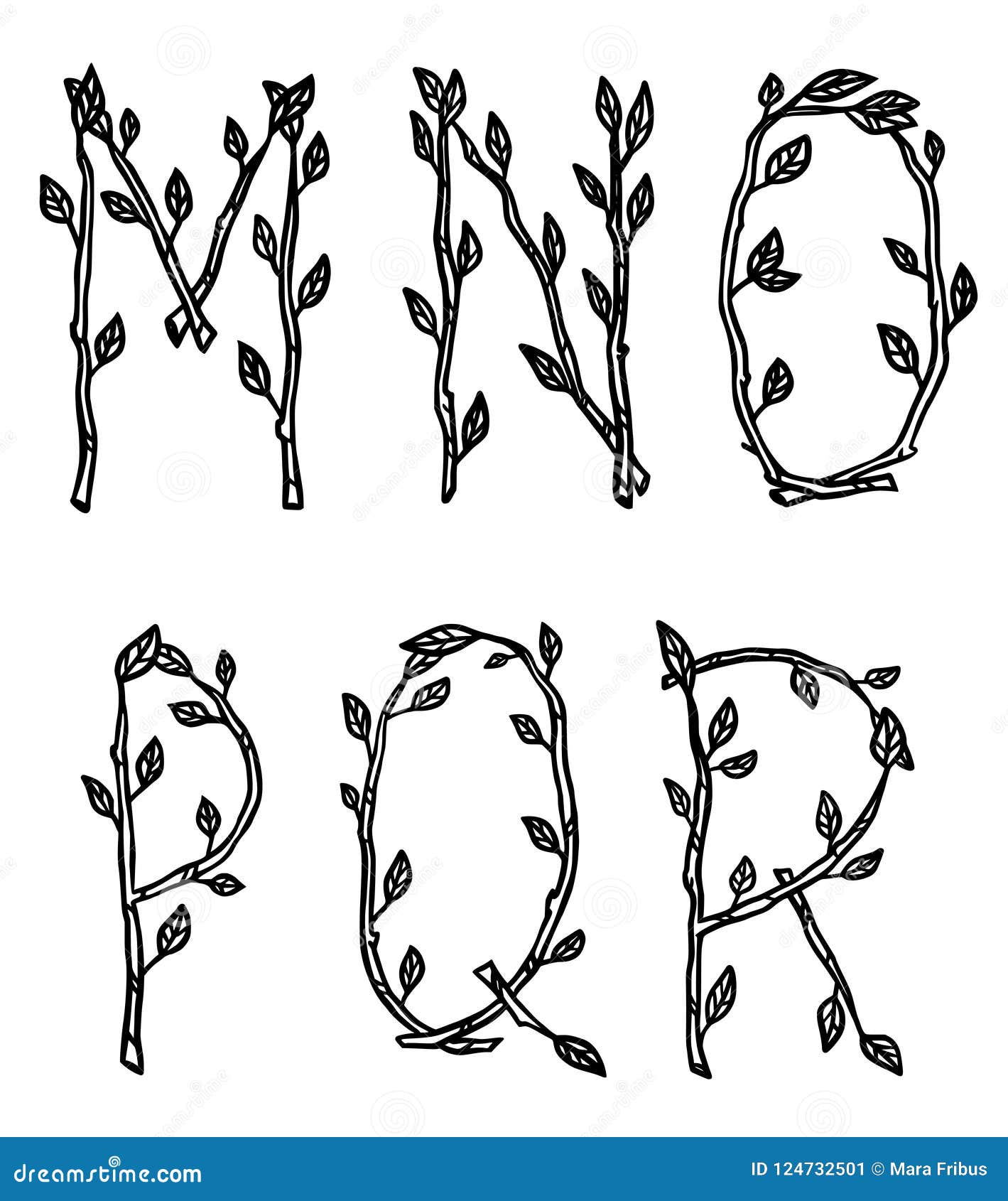 Decorative Alphabet Letters Made of Tree Branches Stock Vector ...