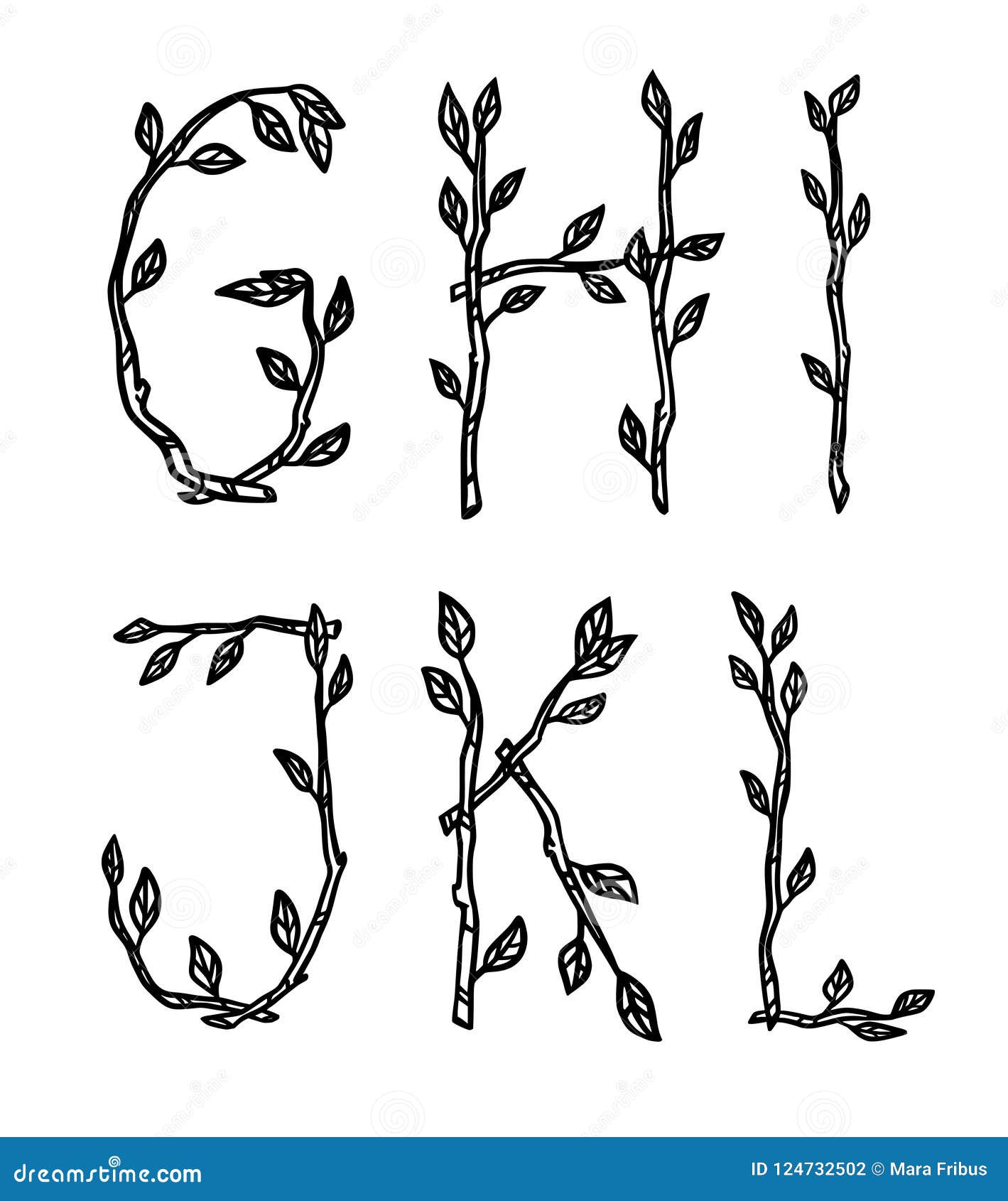 Decorative Alphabet Letters Made of Tree Branches Stock Vector ...