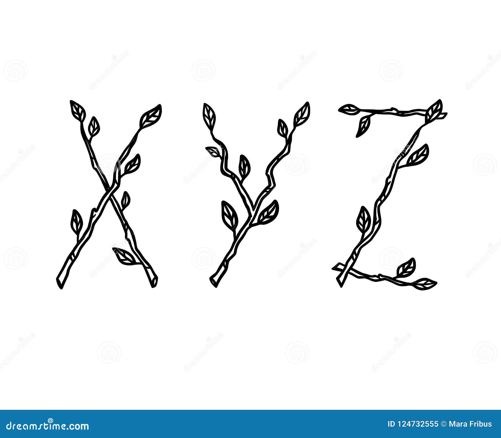 Decorative Alphabet Letters Made of Tree Branches Stock Vector ...