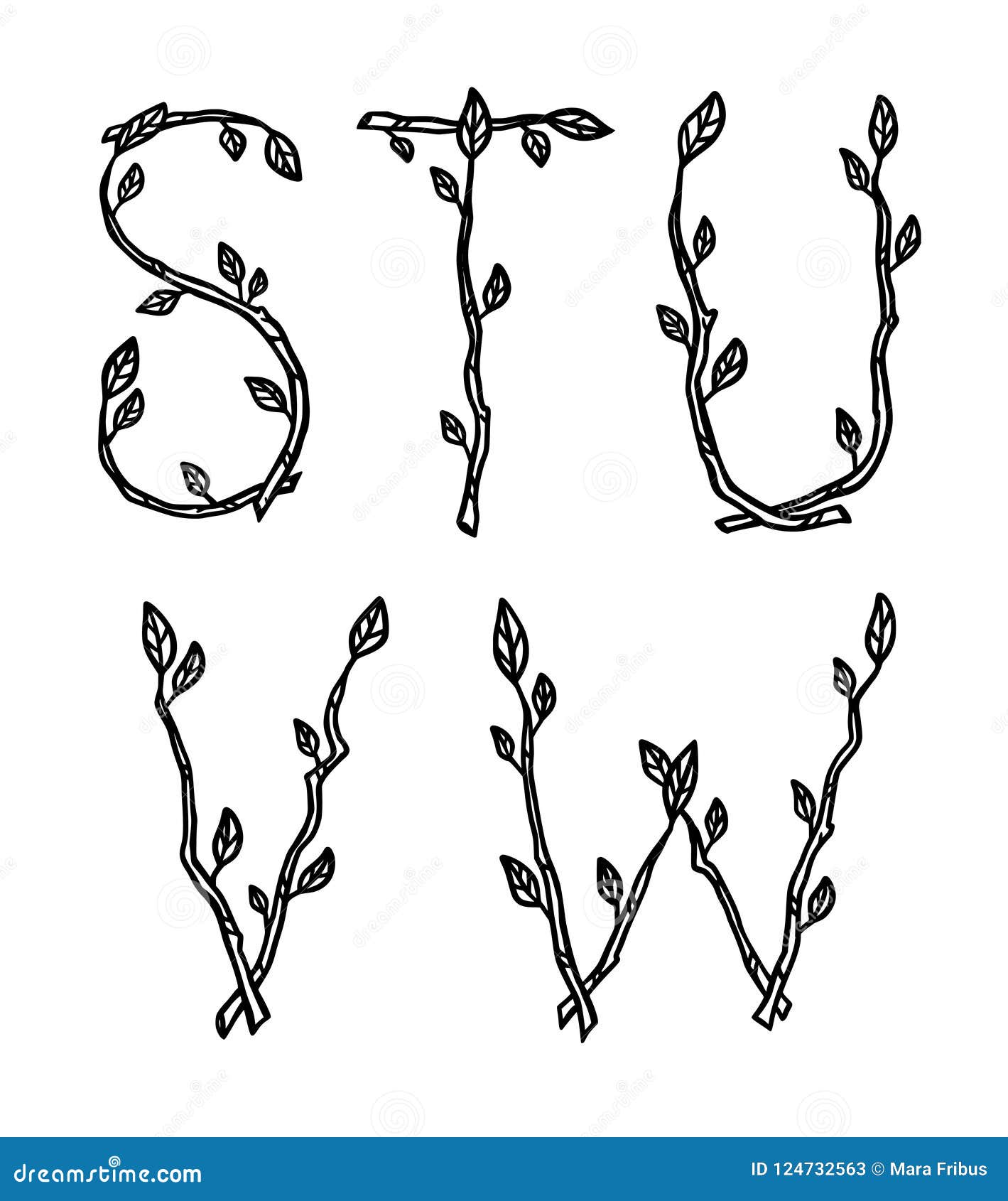 Decorative Alphabet Letters Made of Tree Branches Stock Vector ...