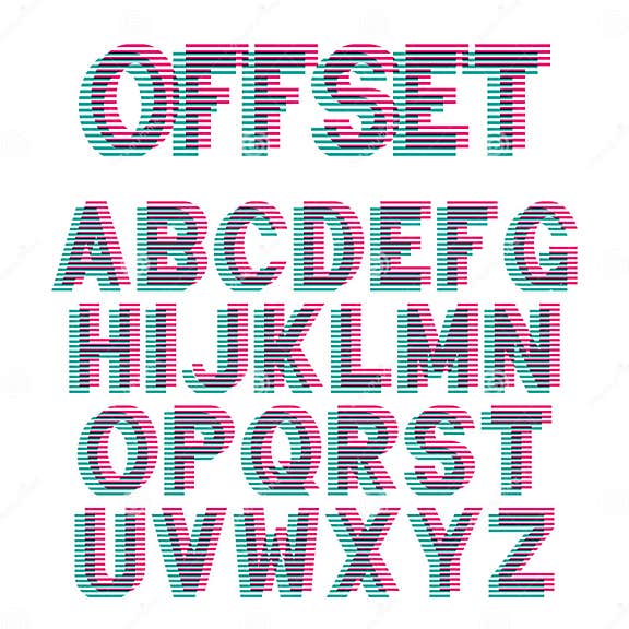Decorative Alphabet Letters with Offset Printing Effect Stock Vector ...