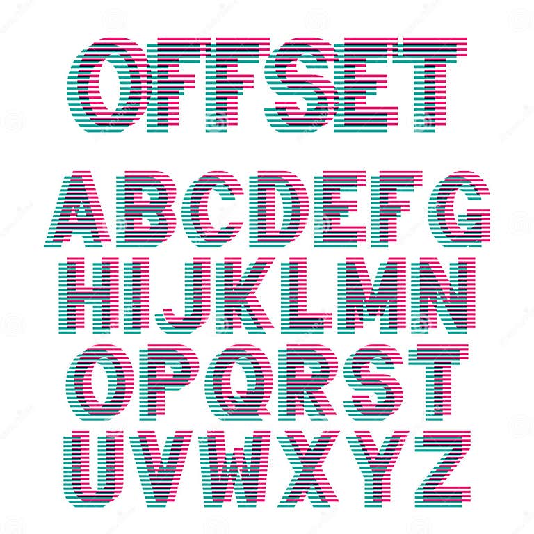 Decorative Alphabet Letters with Offset Printing Effect Stock Vector ...