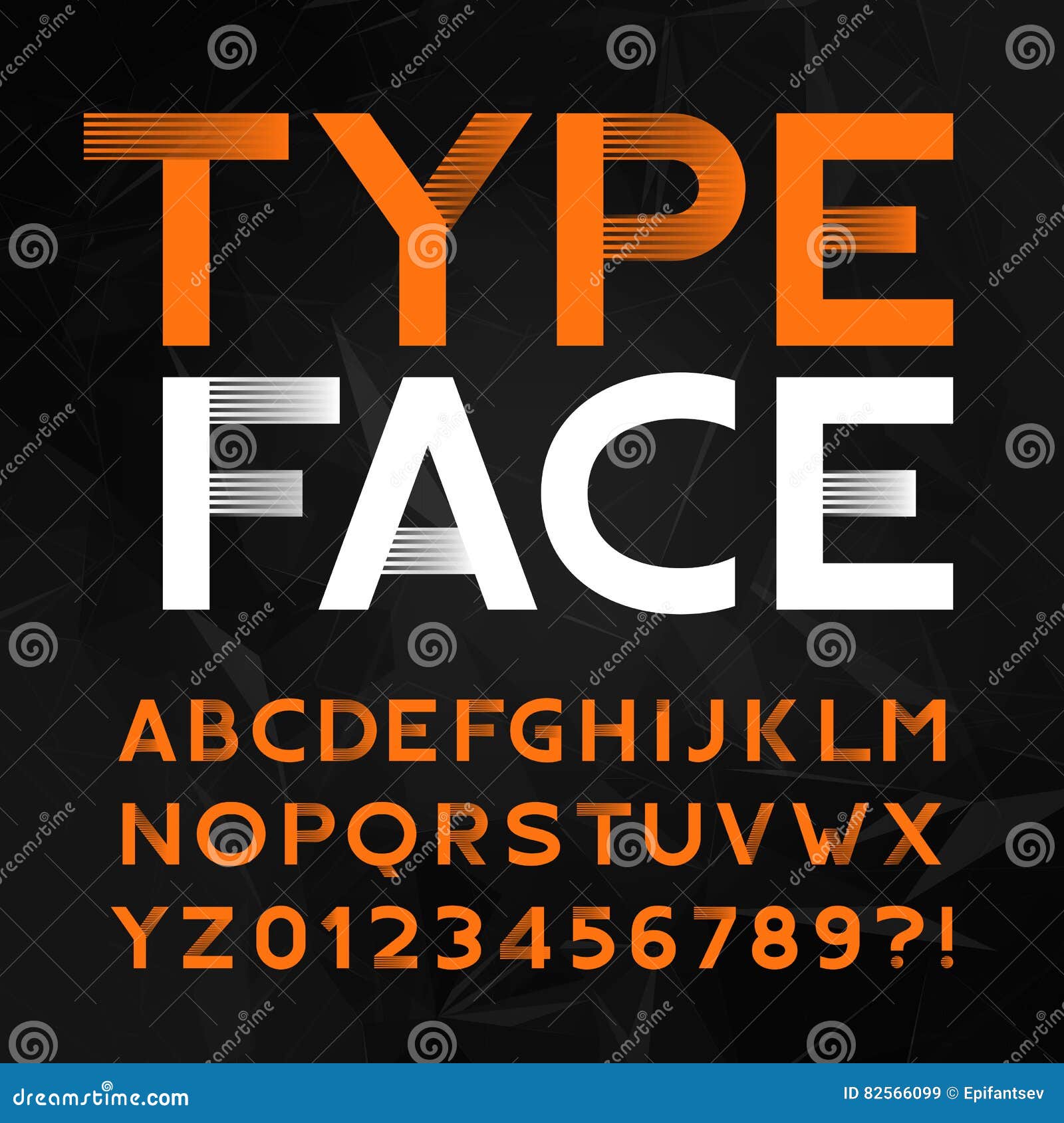 Decorative Alphabet With Horizontal Defects. Vector Illustration ...