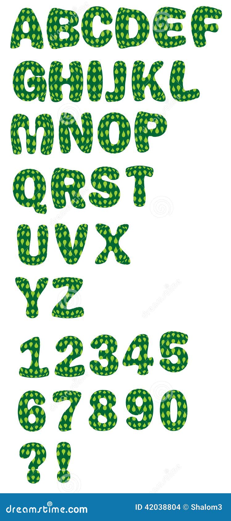 Decorative Alphabet Uppercase Set in Green Design Stock Vector ...
