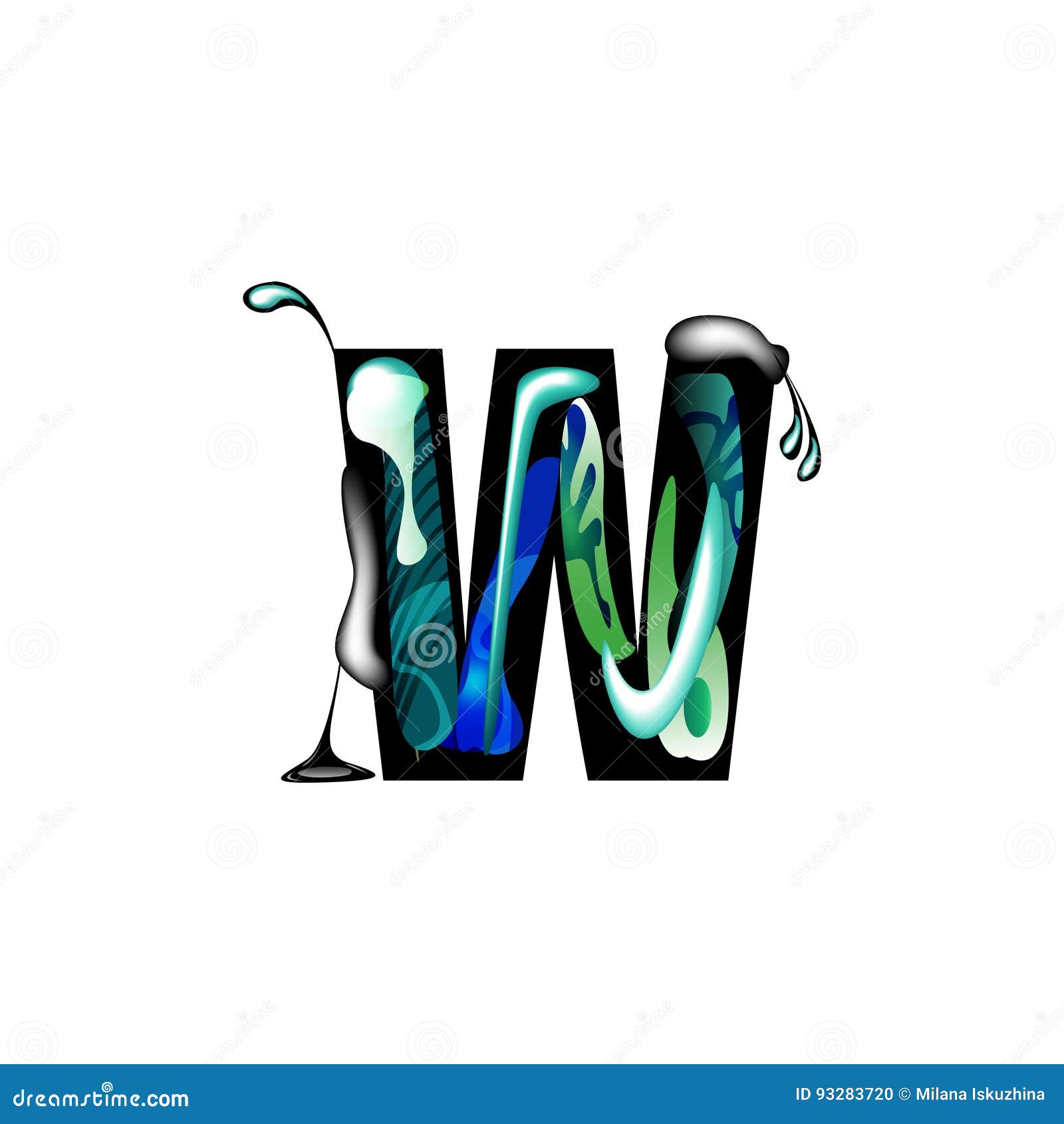 Decorative Alphabet W with Floral Ornament Stock Vector - Illustration ...