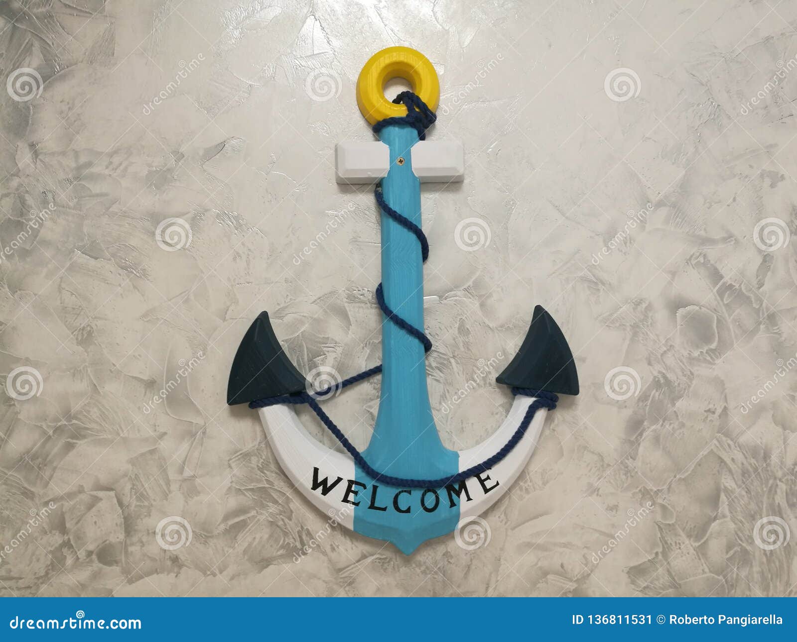 Decorative Anchor with Welcome Stock Image - Image of decoration, shell ...