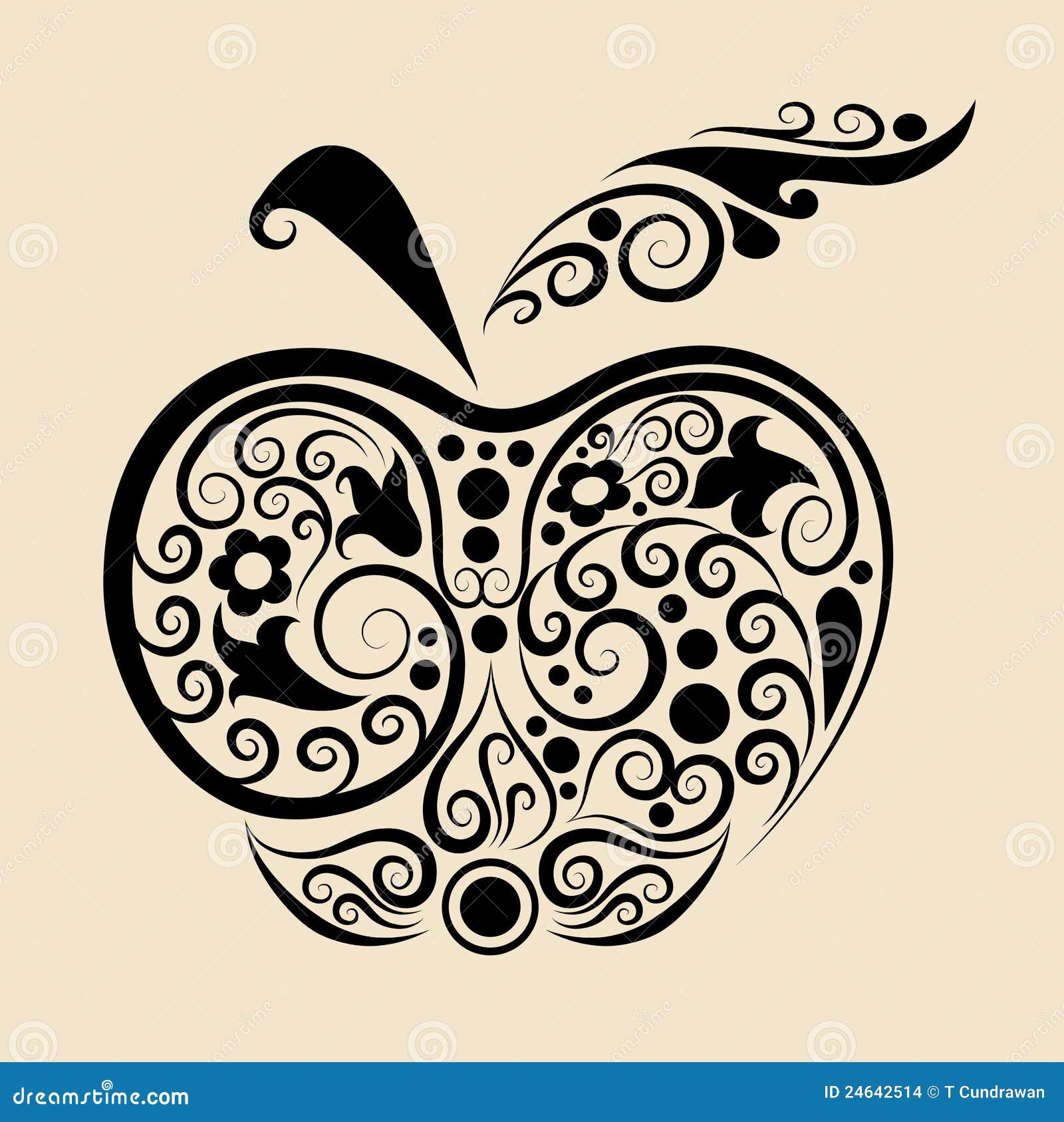 Decorative apple stock vector. Illustration of border - 24642514