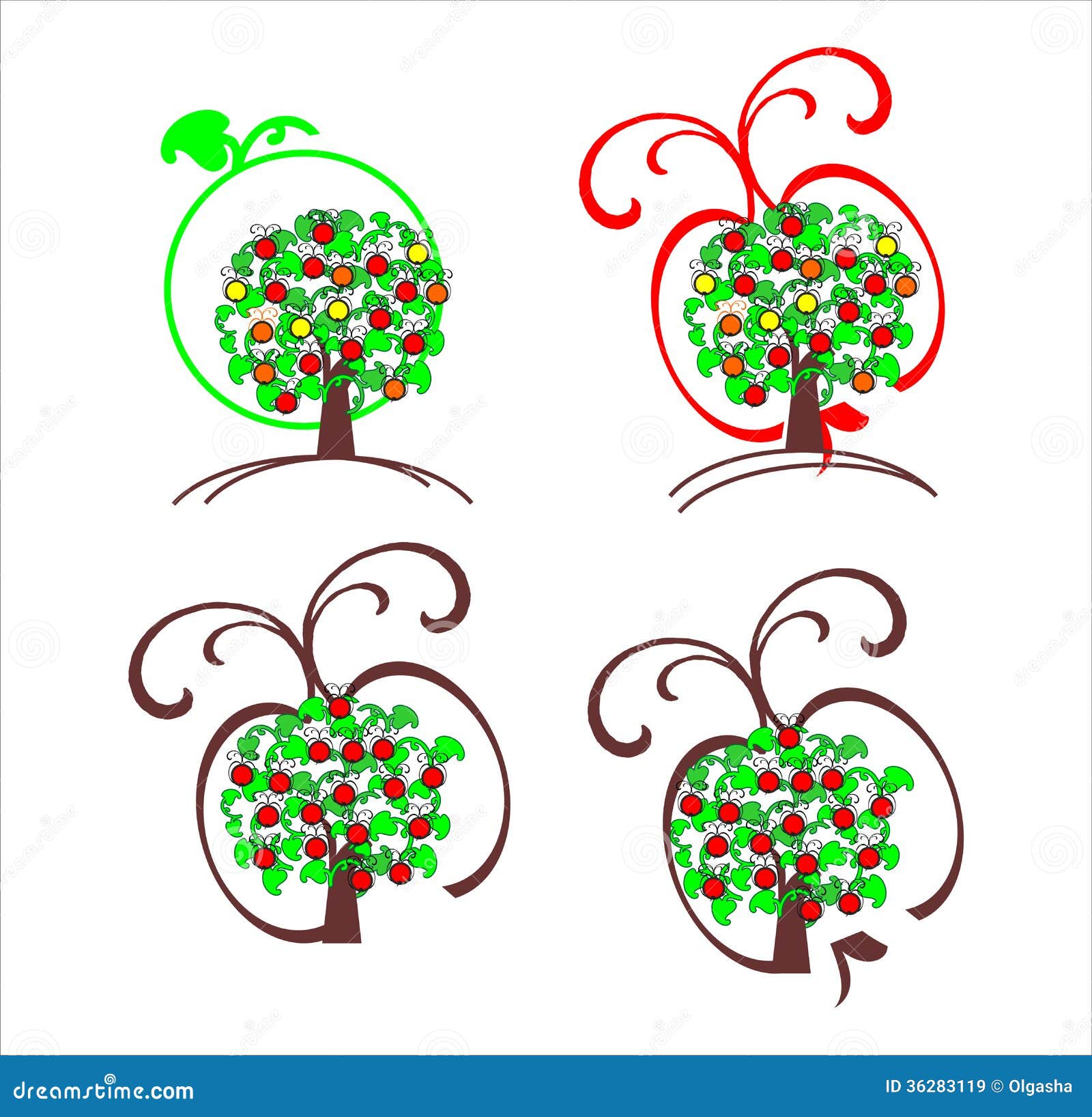 Decorative apple tree stock vector. Illustration of ornamental - 36283119