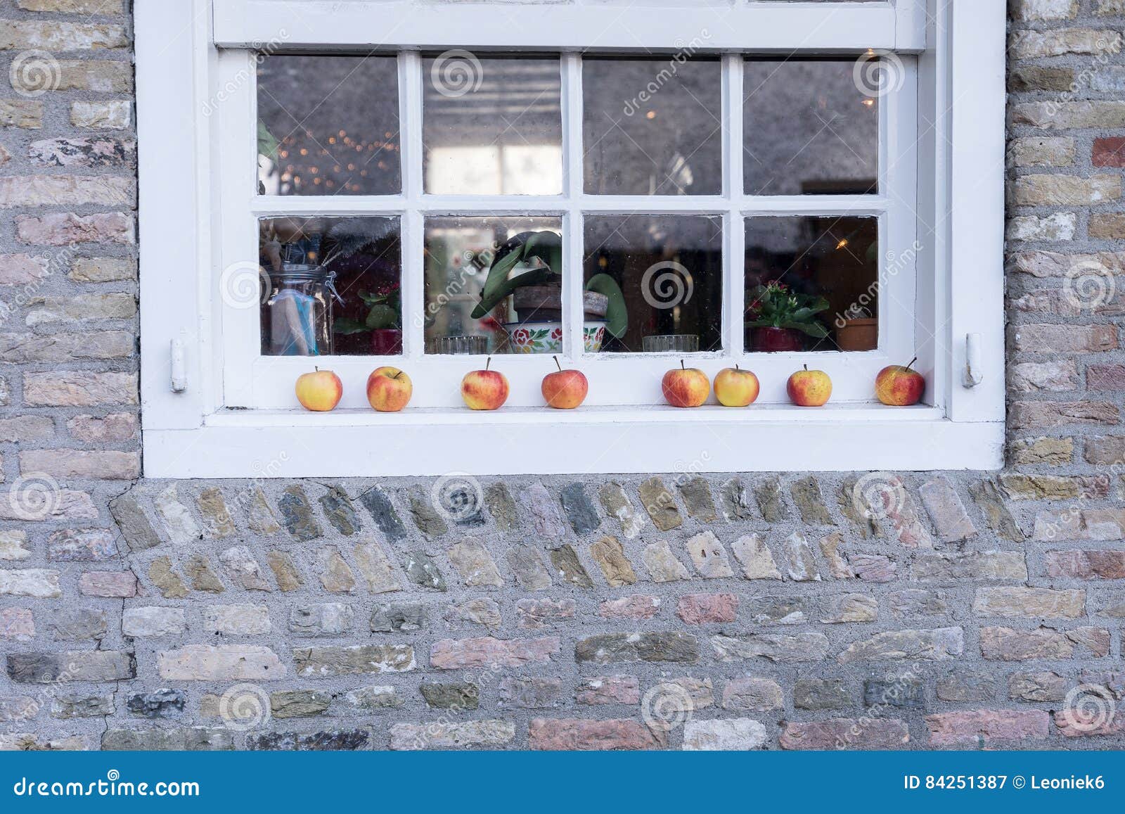 Decorative Apples on a Windowledge Stock Image - Image of glass, detail ...