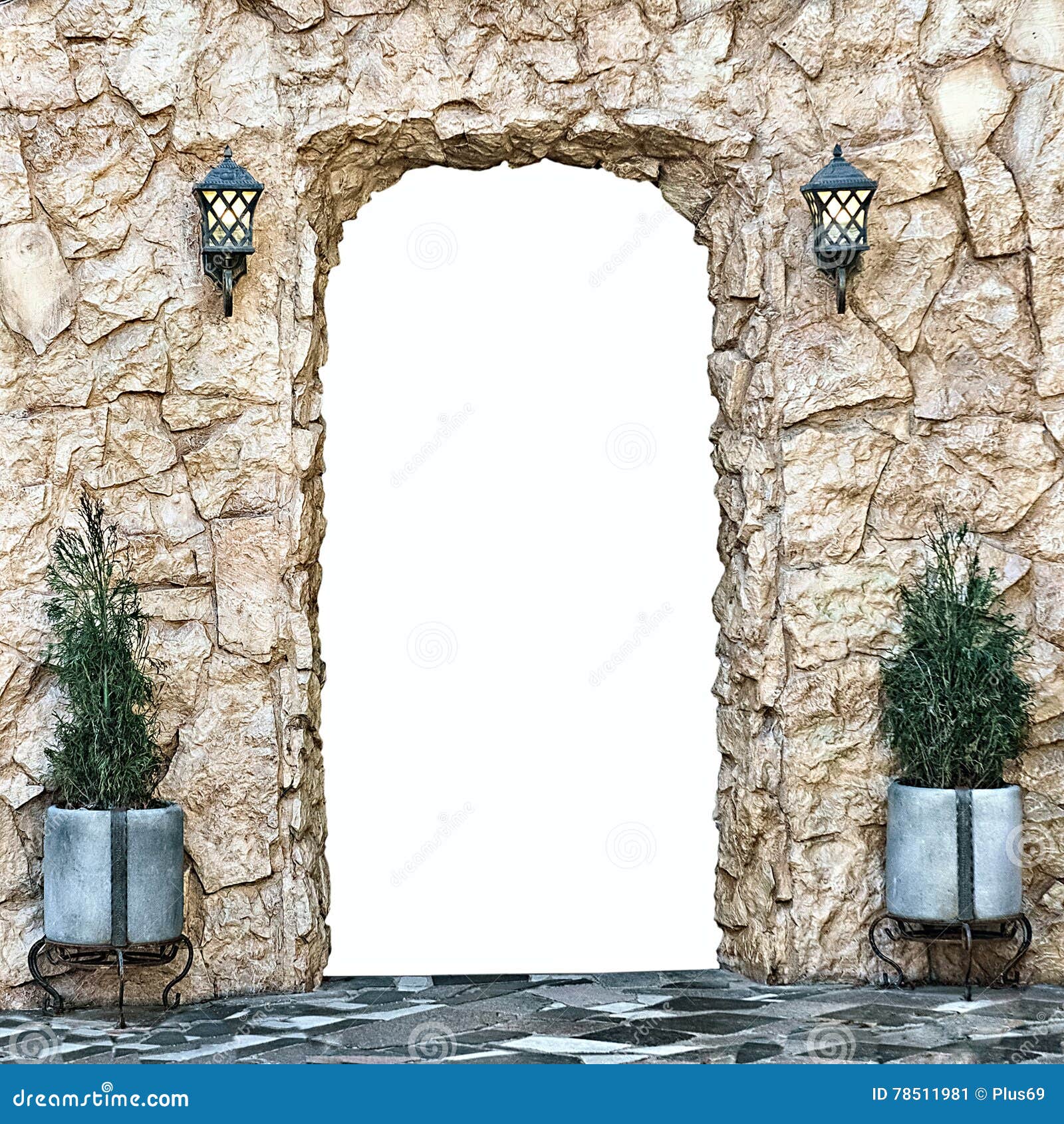 Decorative Arch of Yellow Stone with Isolated Opening Stock Image ...