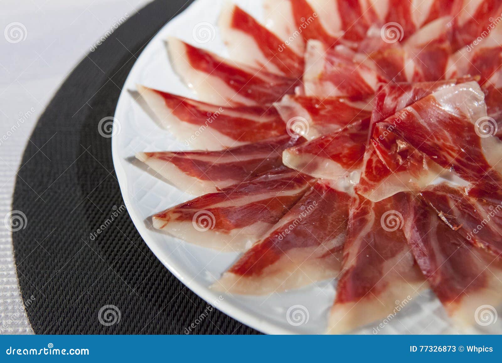 Decorative Arrangement of Iberian Cured Ham on Plate Stock Image ...