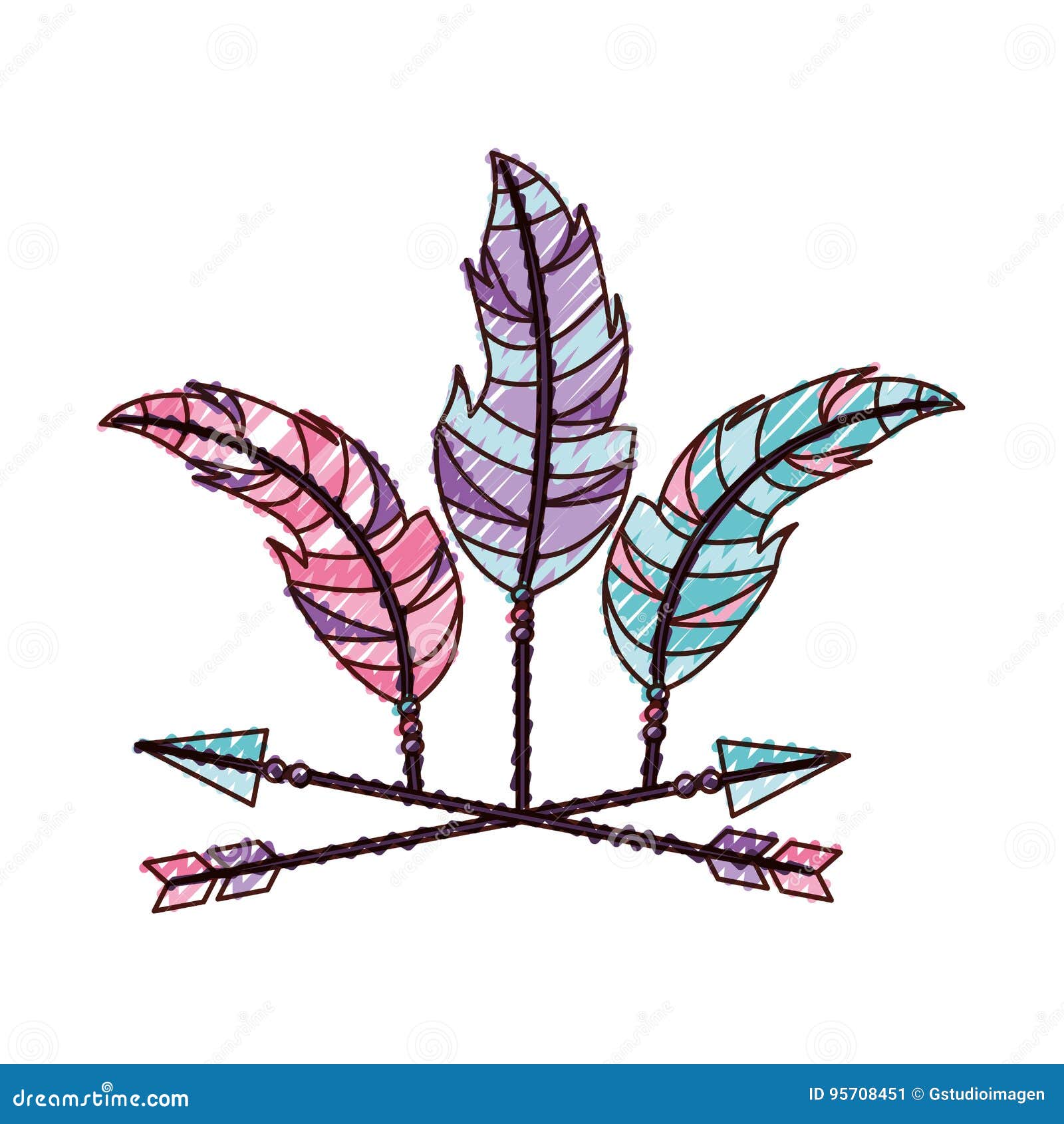 Decorative Arrows with Feathers Boho Style Stock Vector - Illustration ...