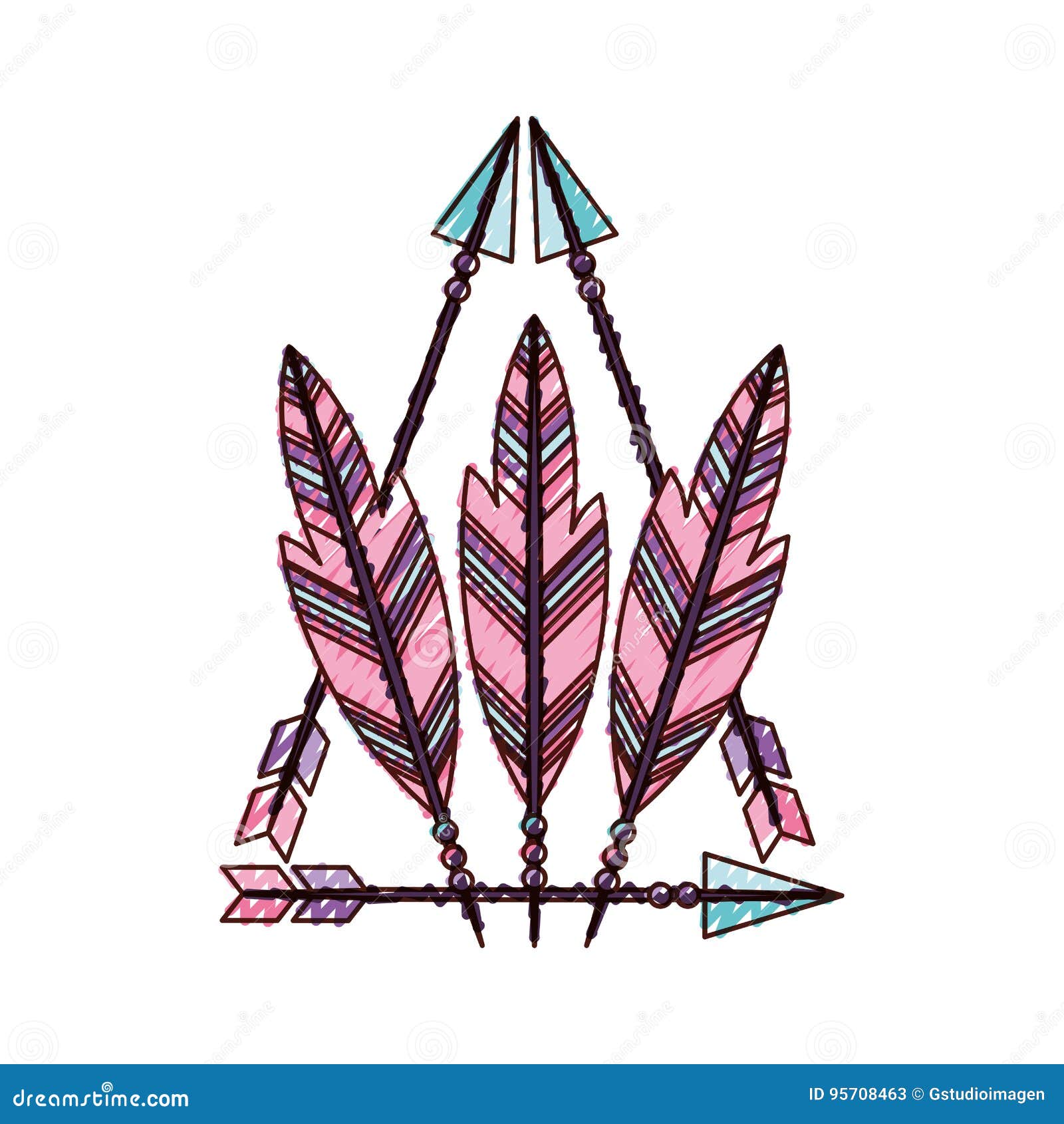 Decorative Arrows with Feathers Boho Style Stock Vector - Illustration ...
