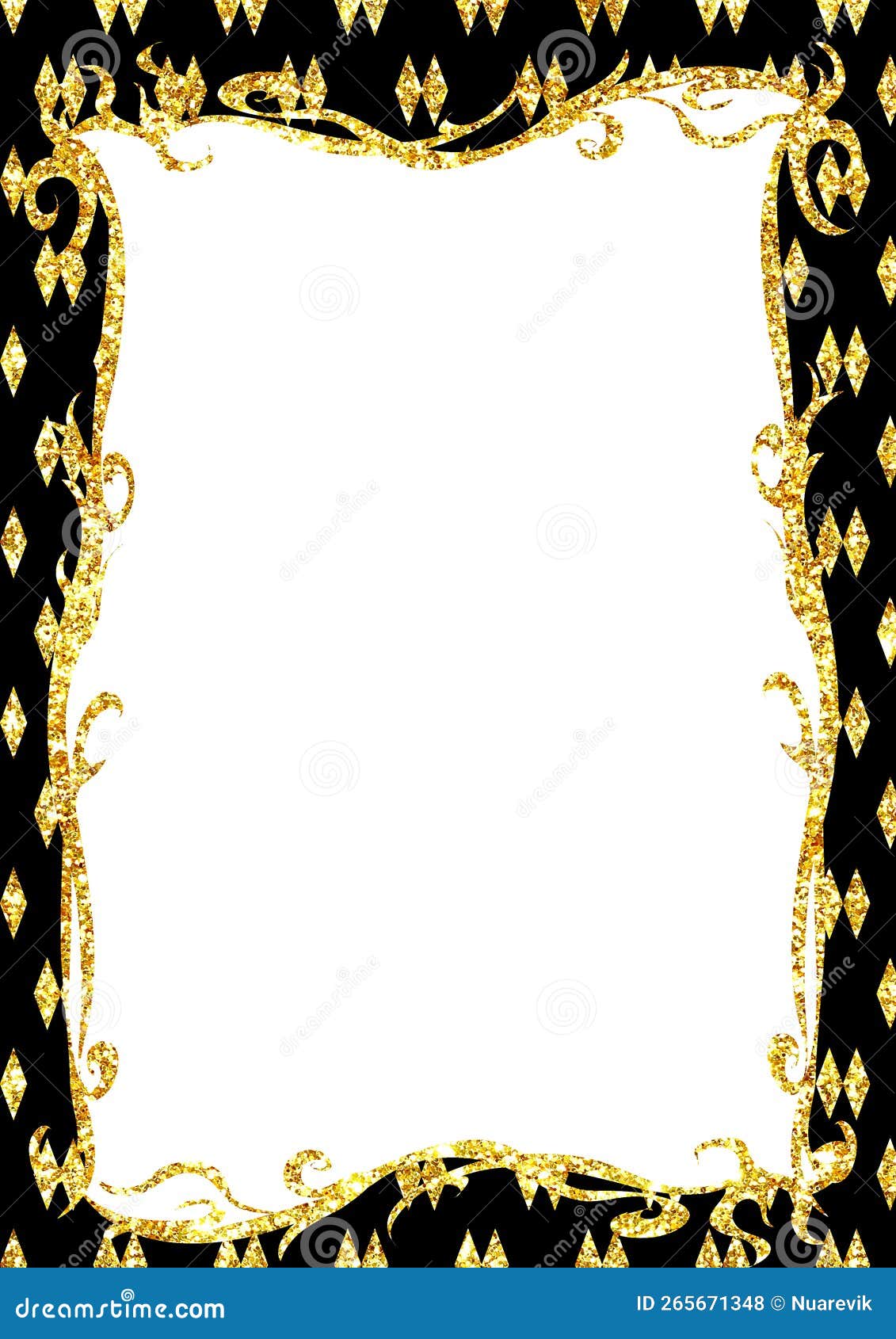 Decorative Art Nuovo Floral Blank Frame Pattern Vertical Format with ...