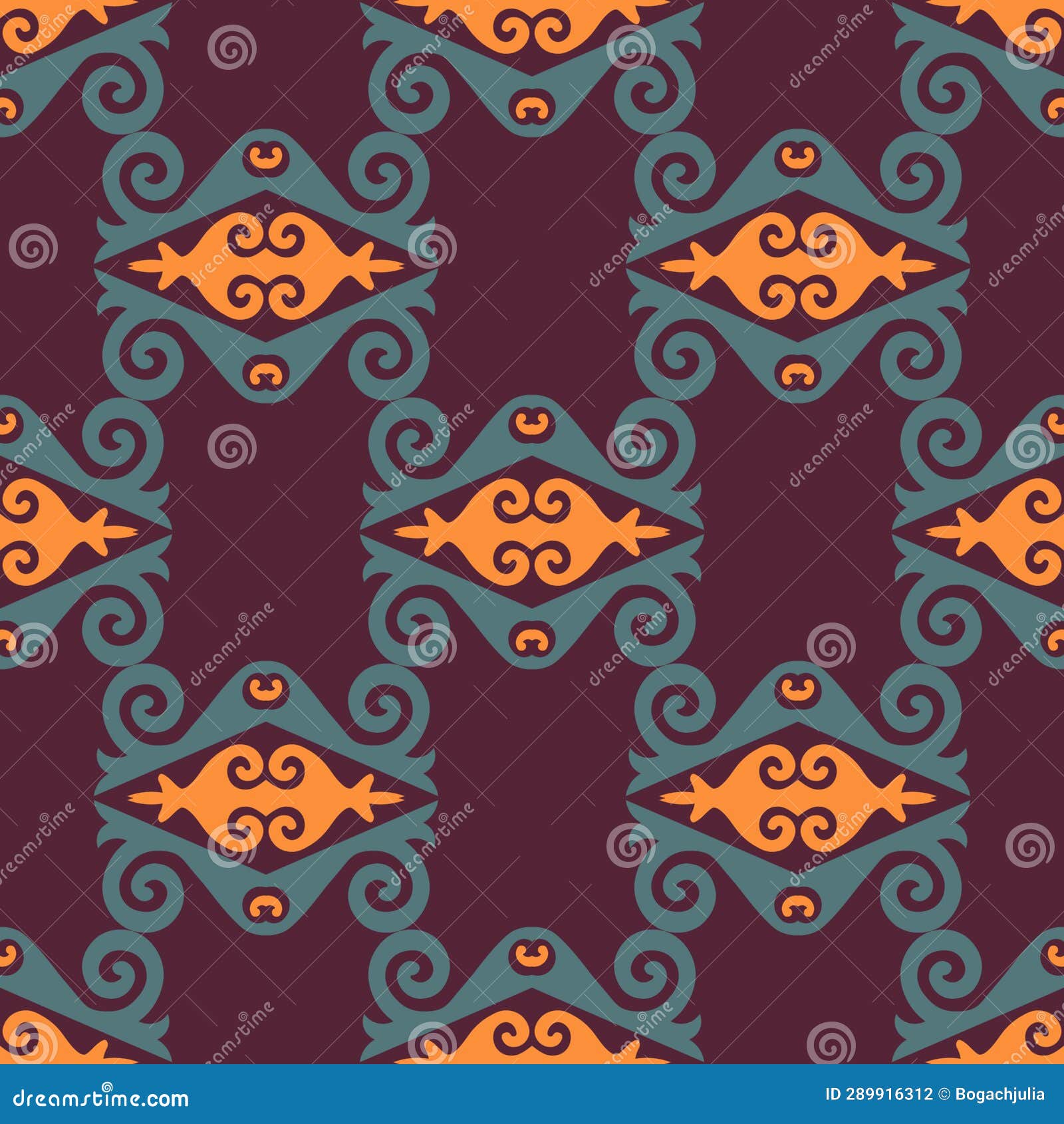 Decorative Asian Folk Seamless Pattern Stock Vector - Illustration of ...