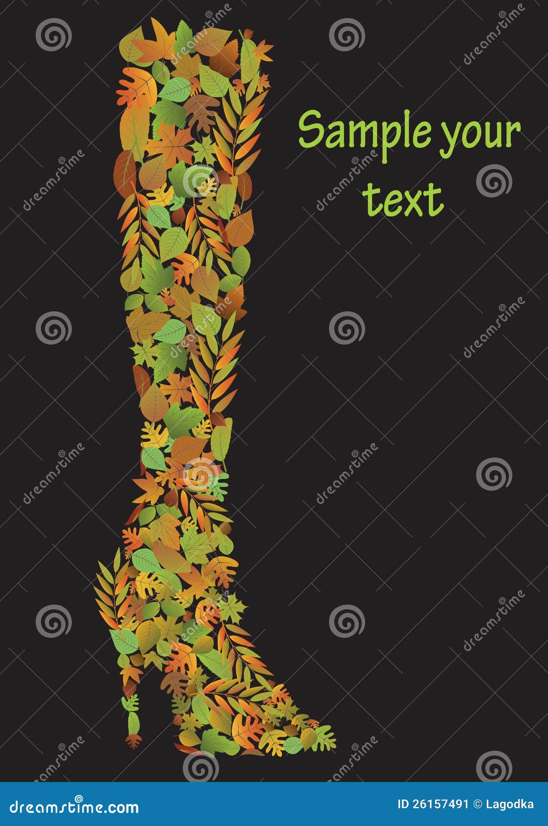 Decorative autumn shoe. stock vector. Illustration of golden - 26157491