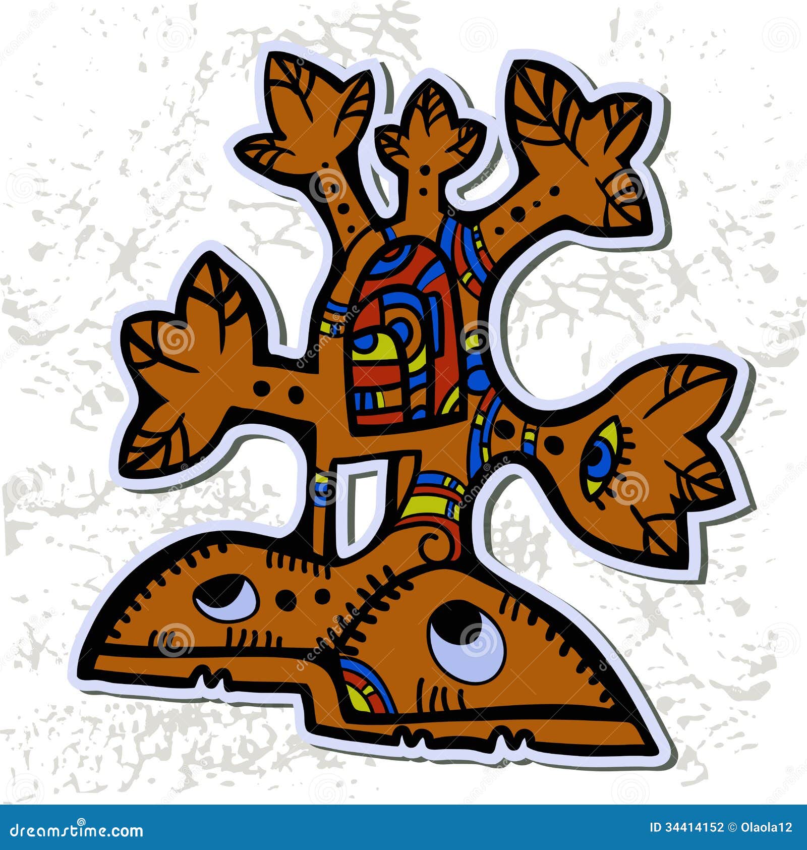 Decorative Aztec tree stock vector. Illustration of worship - 34414152