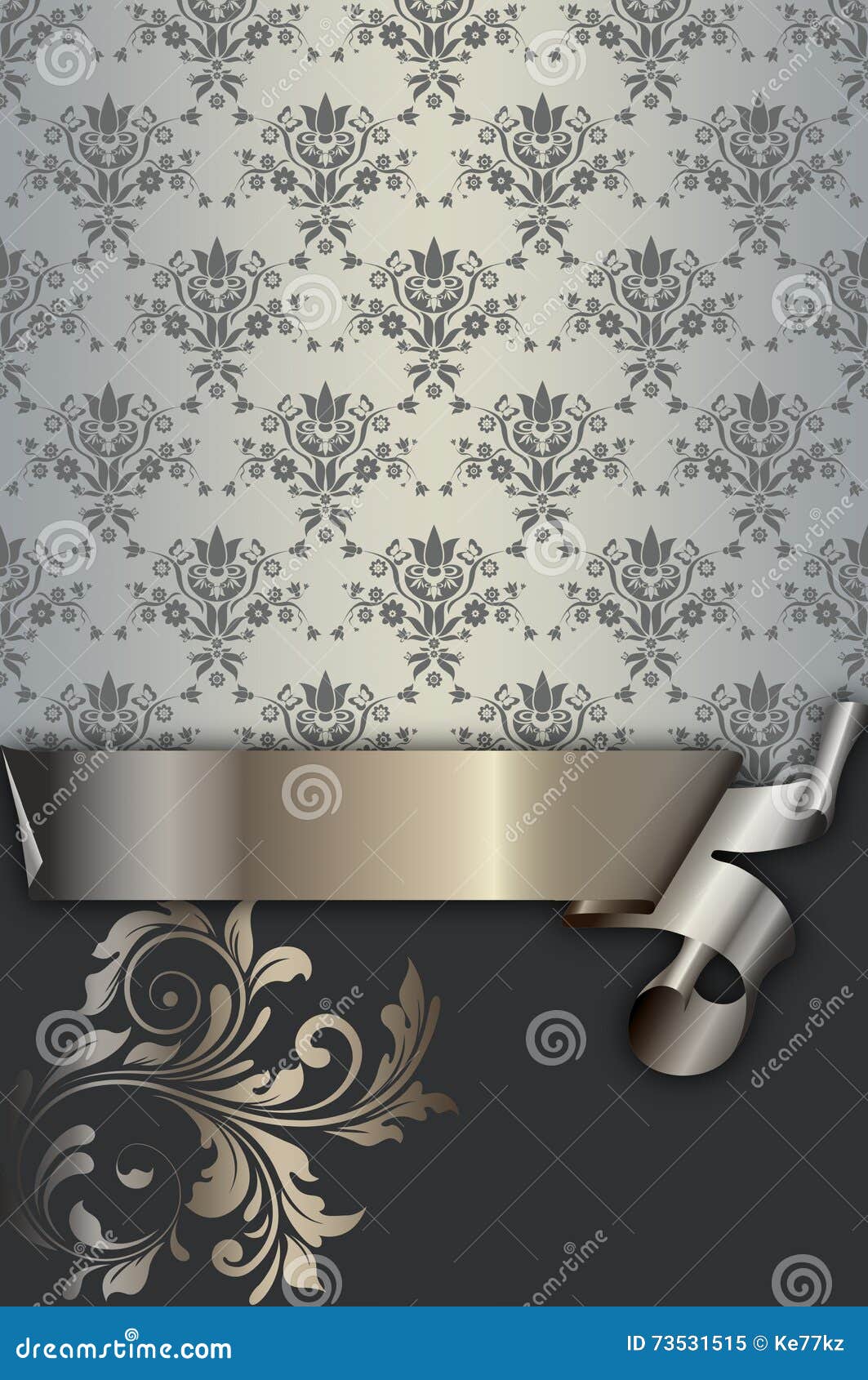 Decorative Background with Elegant Ribbon and Patterns. Stock ...