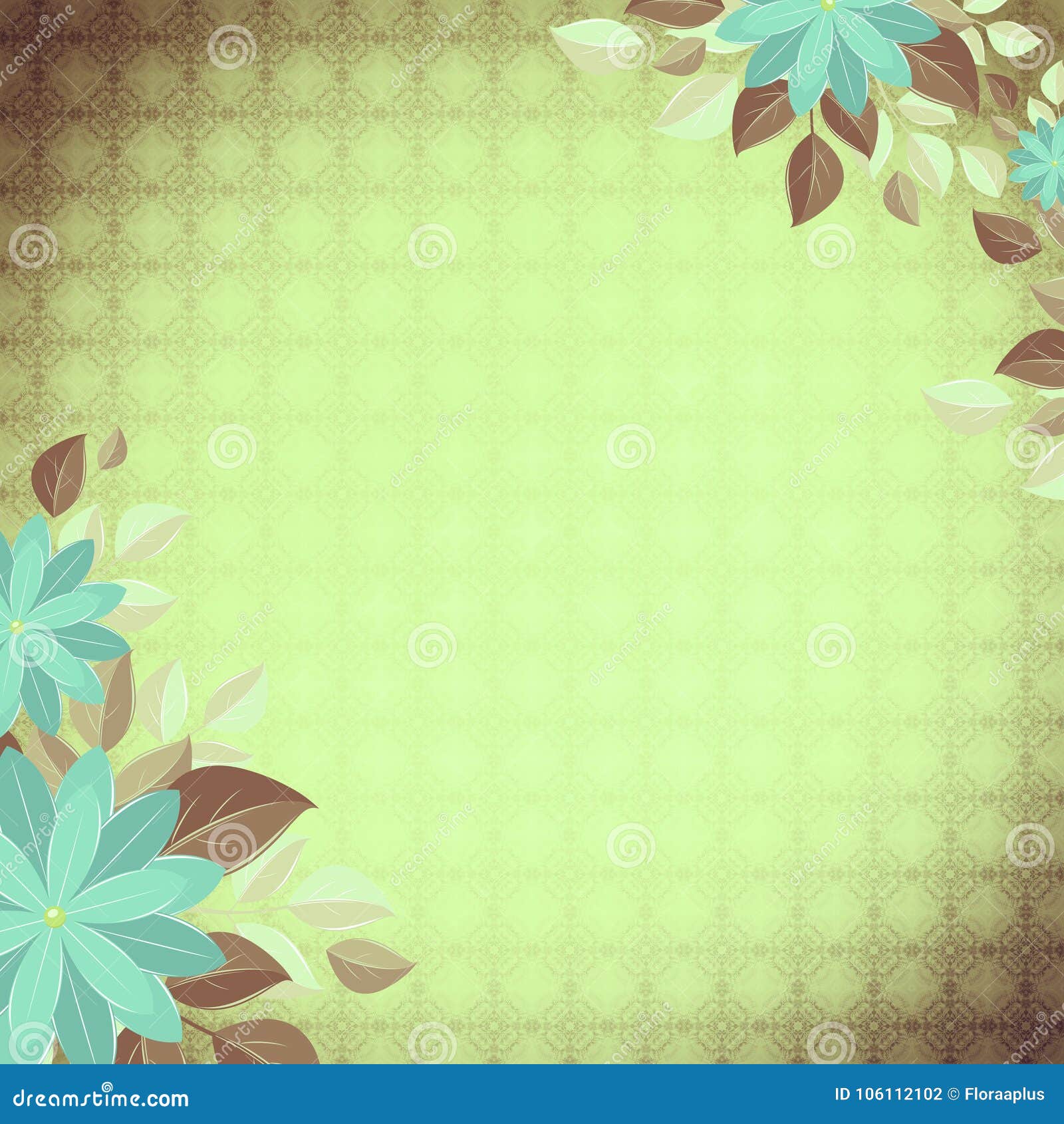 Decorative Background with Flowers, Green Stock Illustration ...