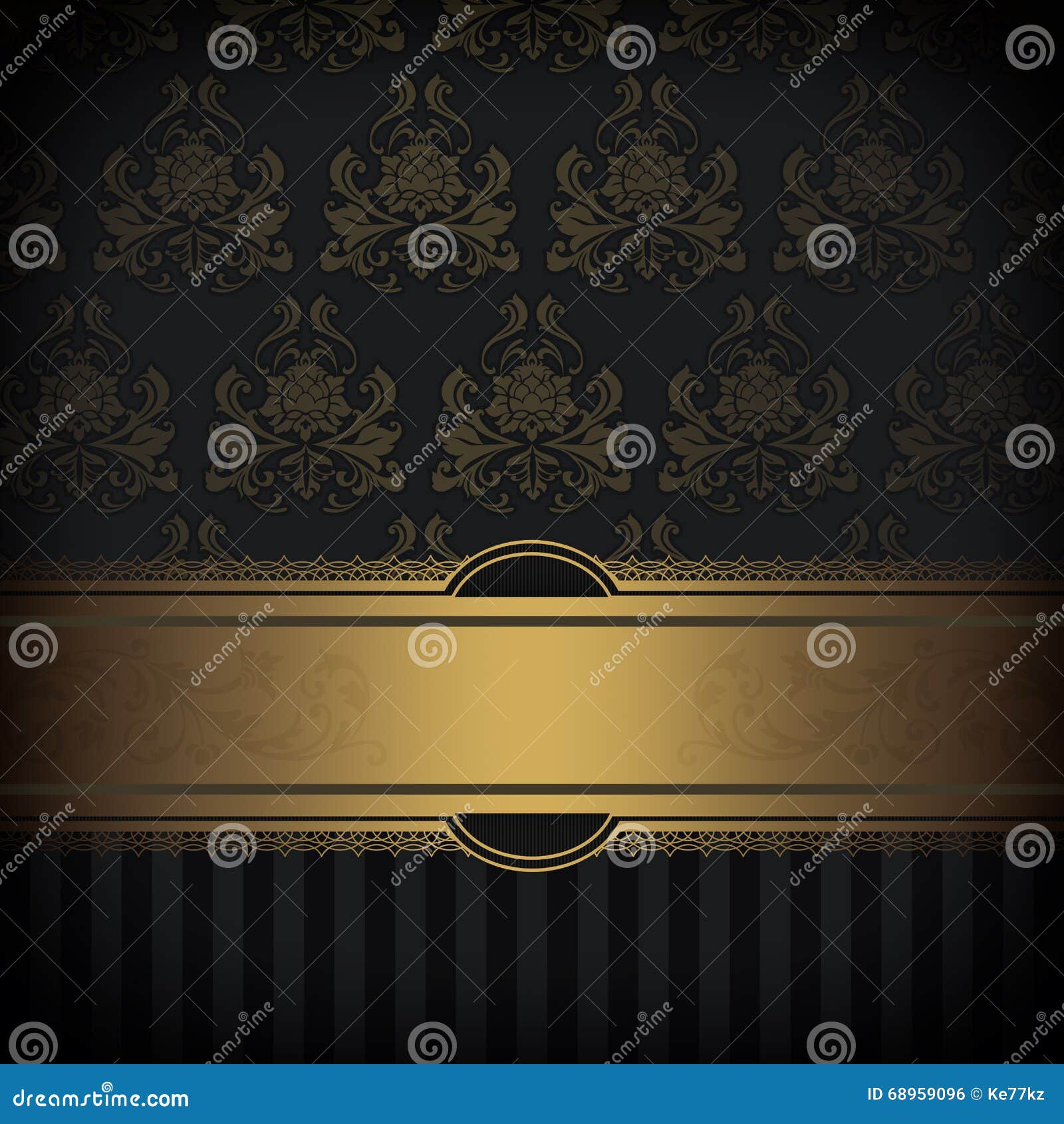 Decorative Background with Gold Border and Patterns. Stock Illustration ...