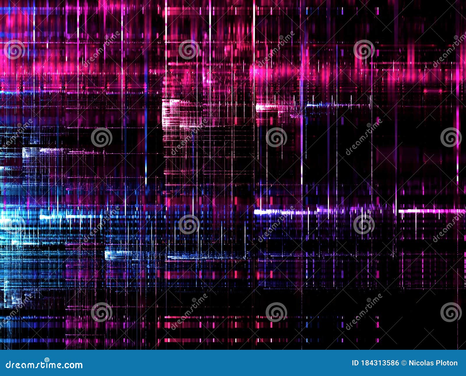 Decorative Background of Pink and Blue Electronic Computer Network with ...