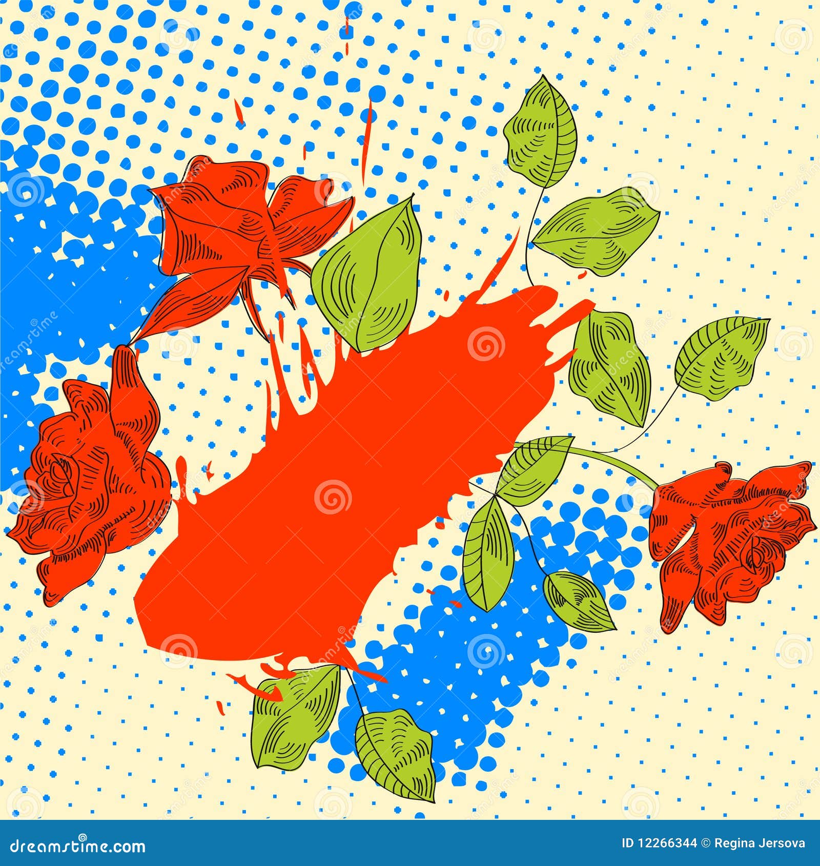 Decorative Background with Rose and Ink Spot Stock Vector ...