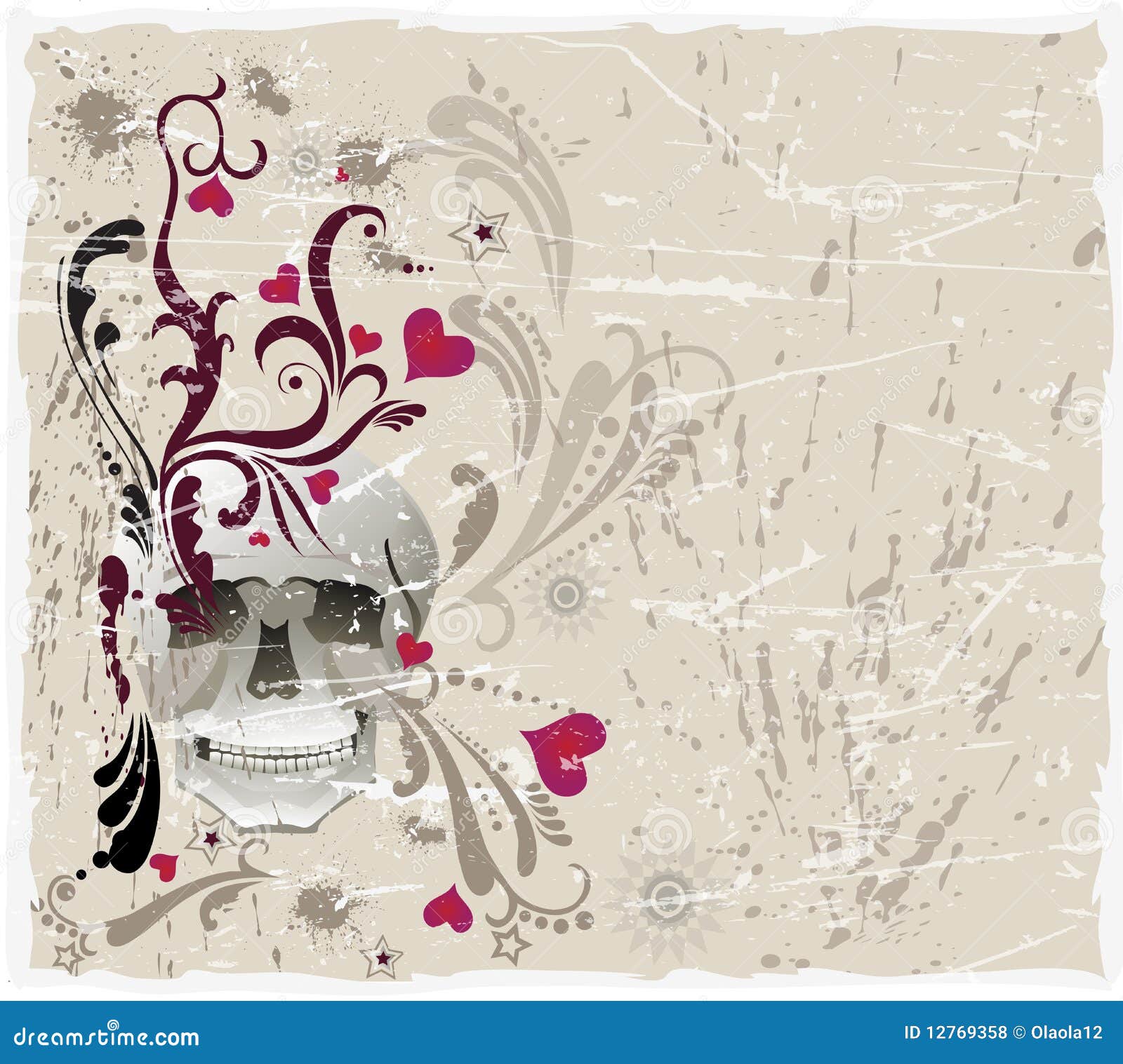 Decorative Background with Skull and Pattern Stock Vector ...