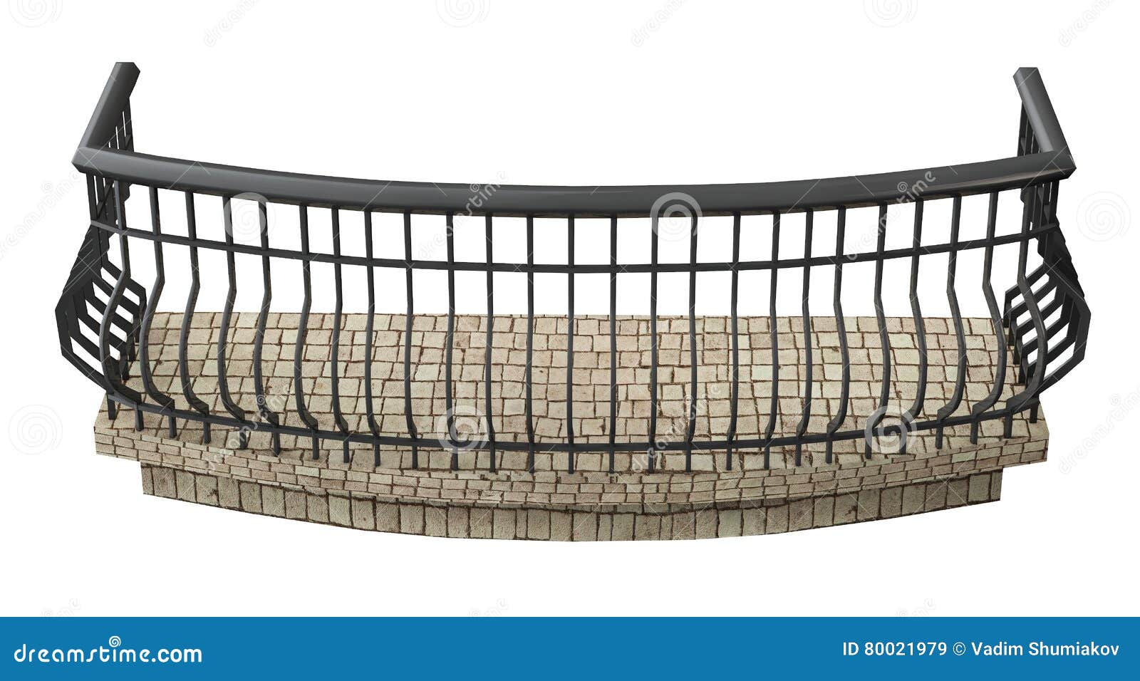 Decorative Balcony on a White Background. 3d Rendering. Stock ...