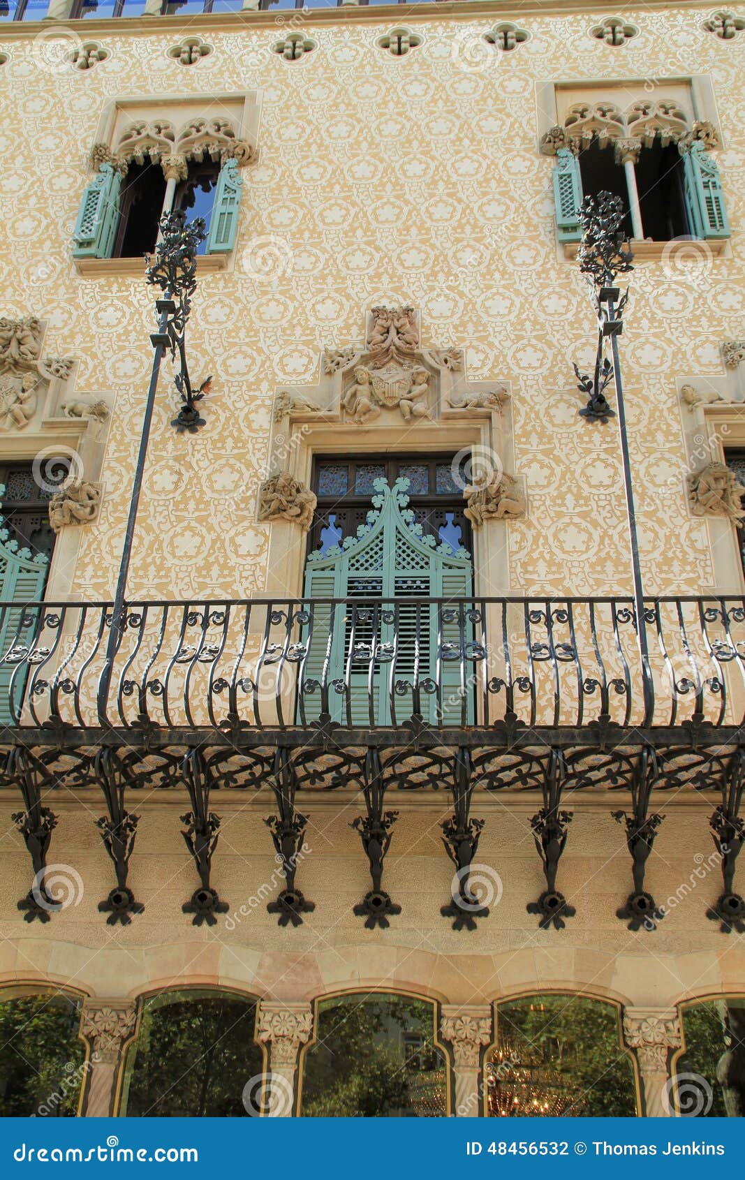 Decorative Balcony and Windows of Las Ramblas Building in Barcelona ...