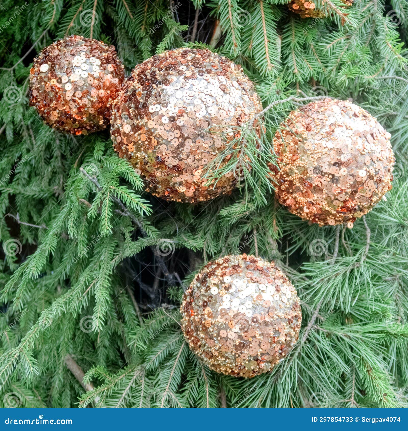 Decorative Balls on the Christmas Tree Stock Image - Image of happy ...