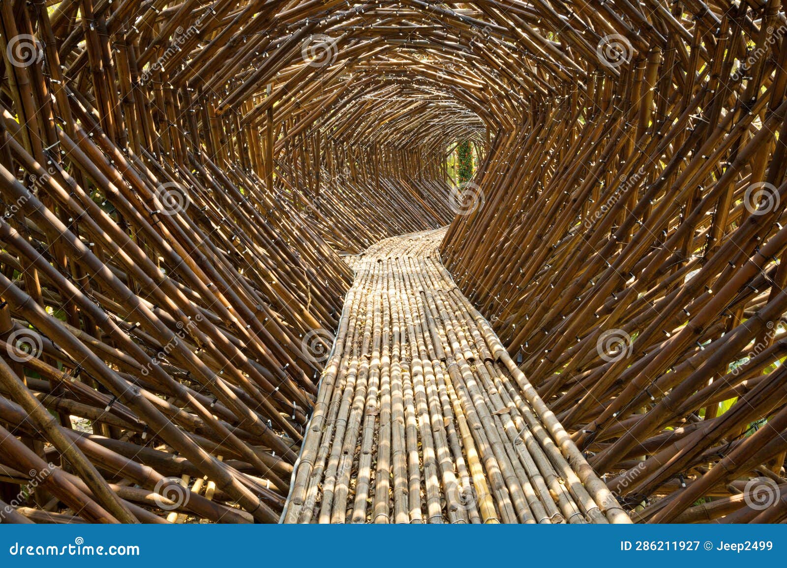 Decorative bamboo walkway. stock image. Image of texture - 286211927