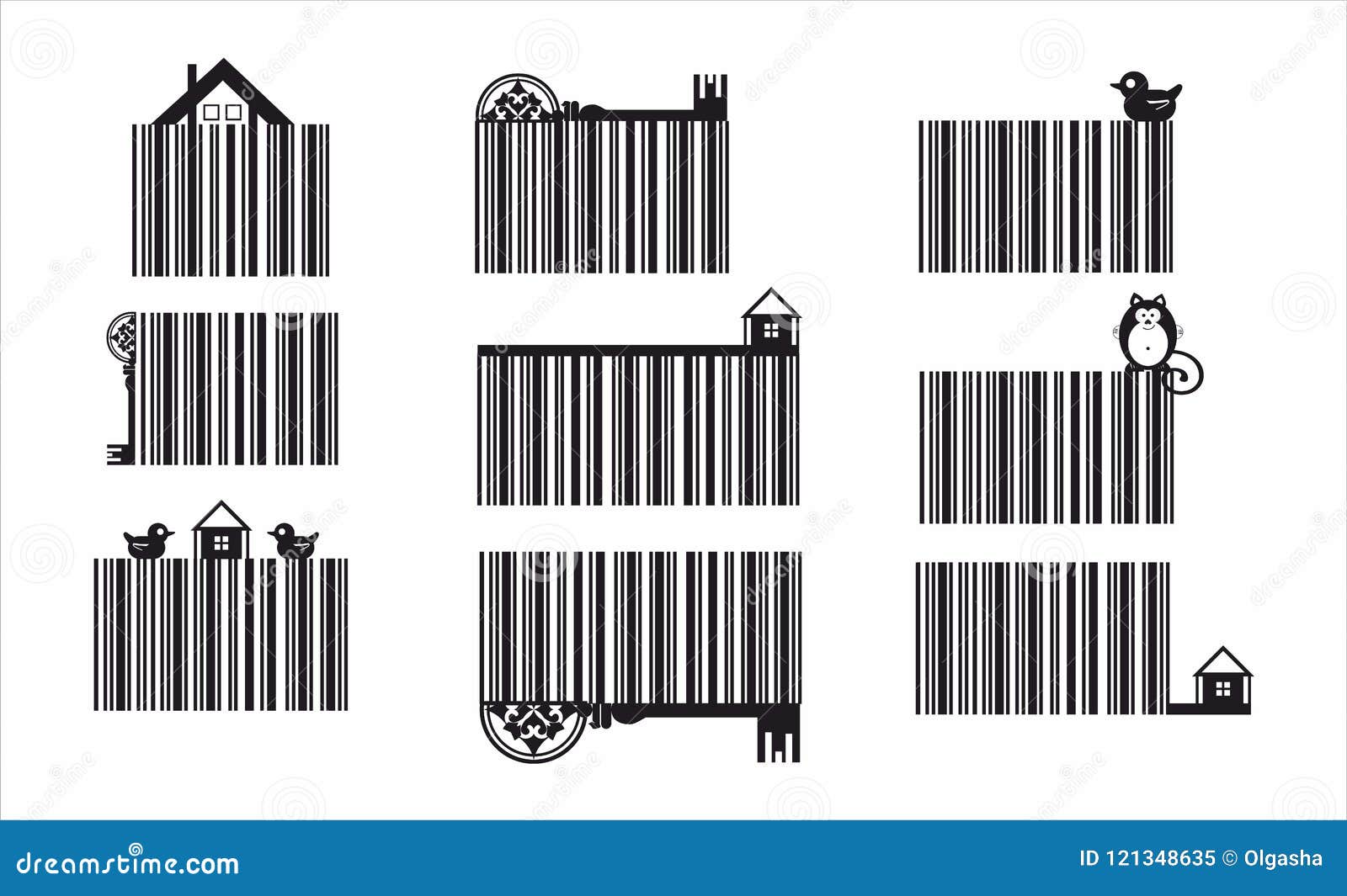 Decorative Barcode Set with Eco Elements Stock Vector - Illustration of ...