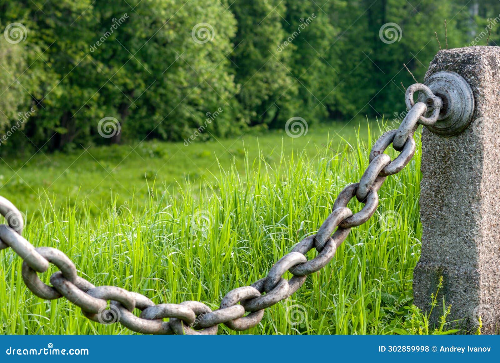 Decorative Barrier of a Water Structure, in the Form of a Steel Chain ...