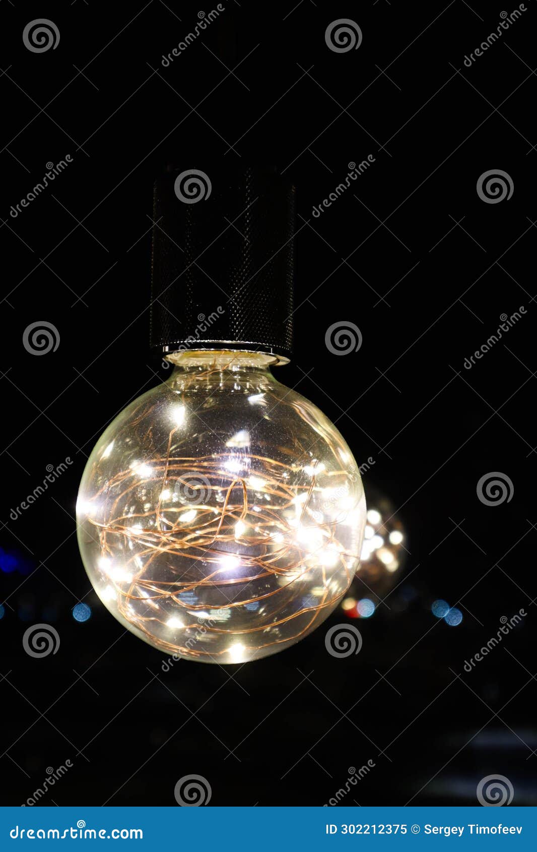 Decorative Beautiful Light Bulb in the Dark Night Close Up Background ...