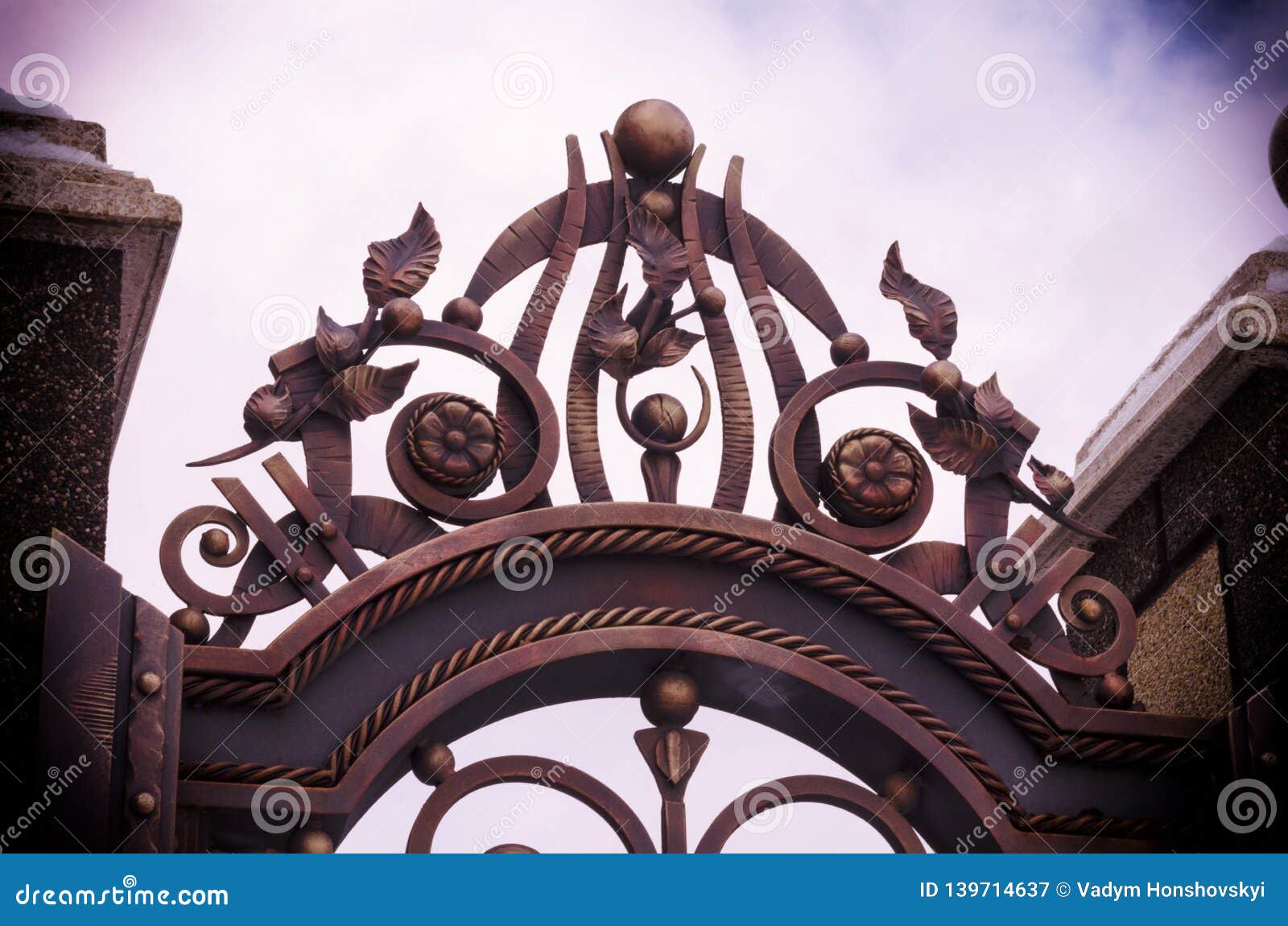 Decorative, Beautiful Metal Wrought Iron Gates Stock Image - Image of ...